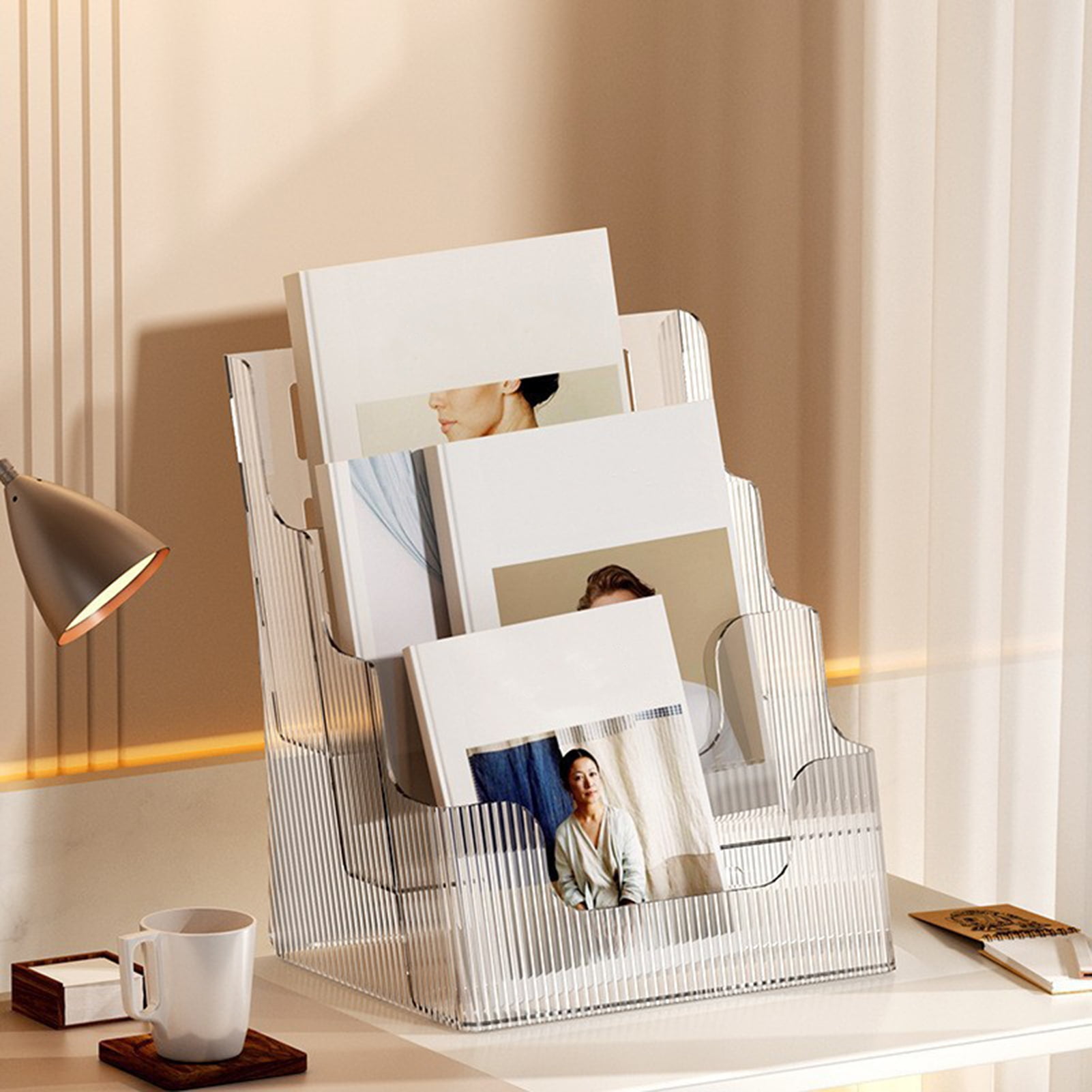 riaocot Desktop File Storage Box 4 Layered Scrapbook Paper Storage Bin ...