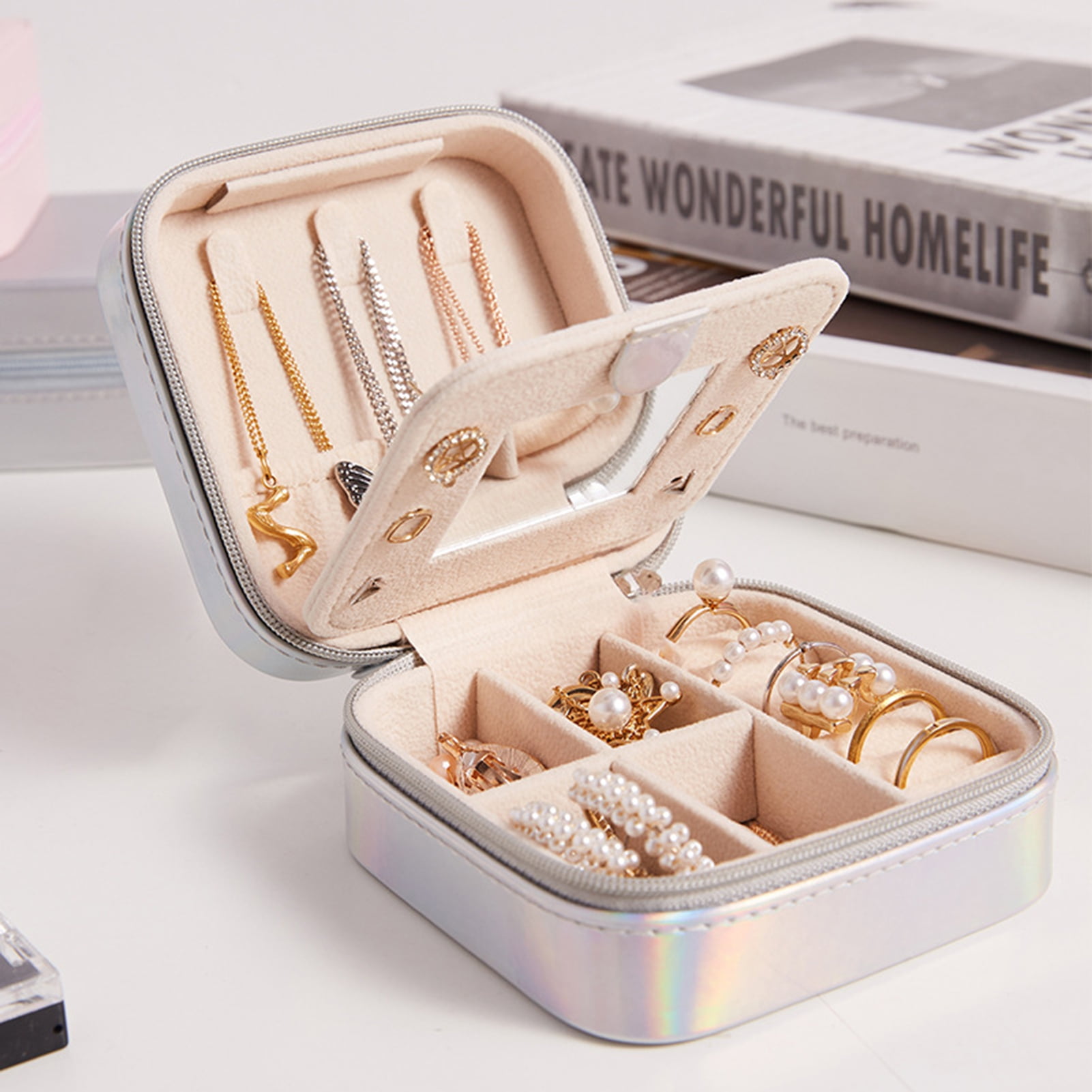 riaocot Double Jewelry Box with Mirror Save Space Waterproof Removable ...