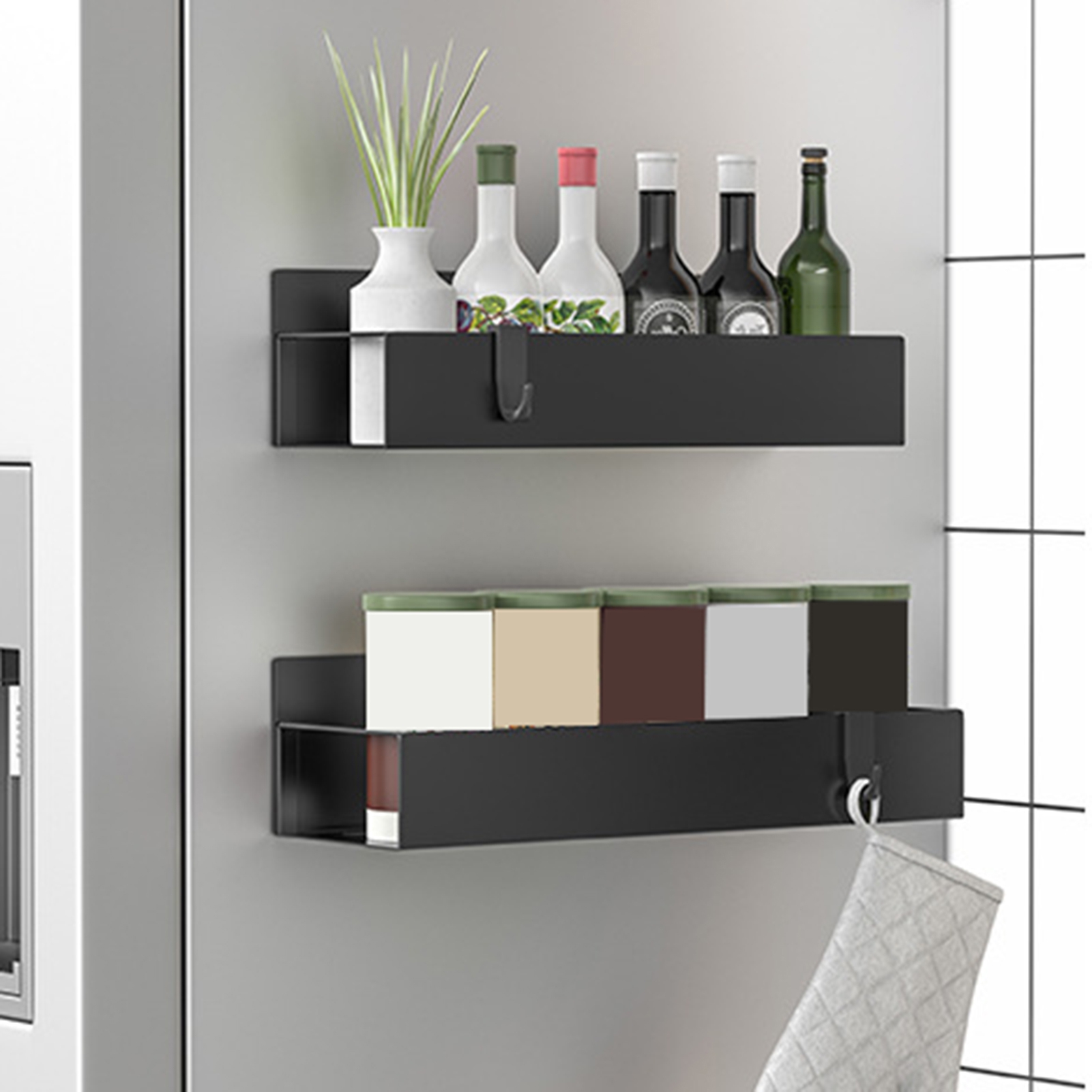 riaocot Magnetic Spice Storage Rack with Hook for Refrigerator Door ...