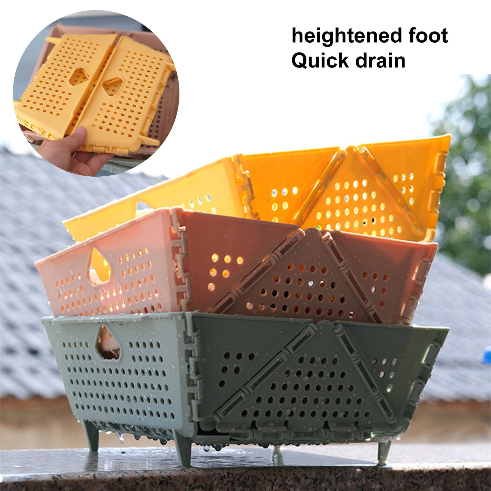 riaocot PP Folding Drain Basket Fast Draining Hygienic Space-saving ...
