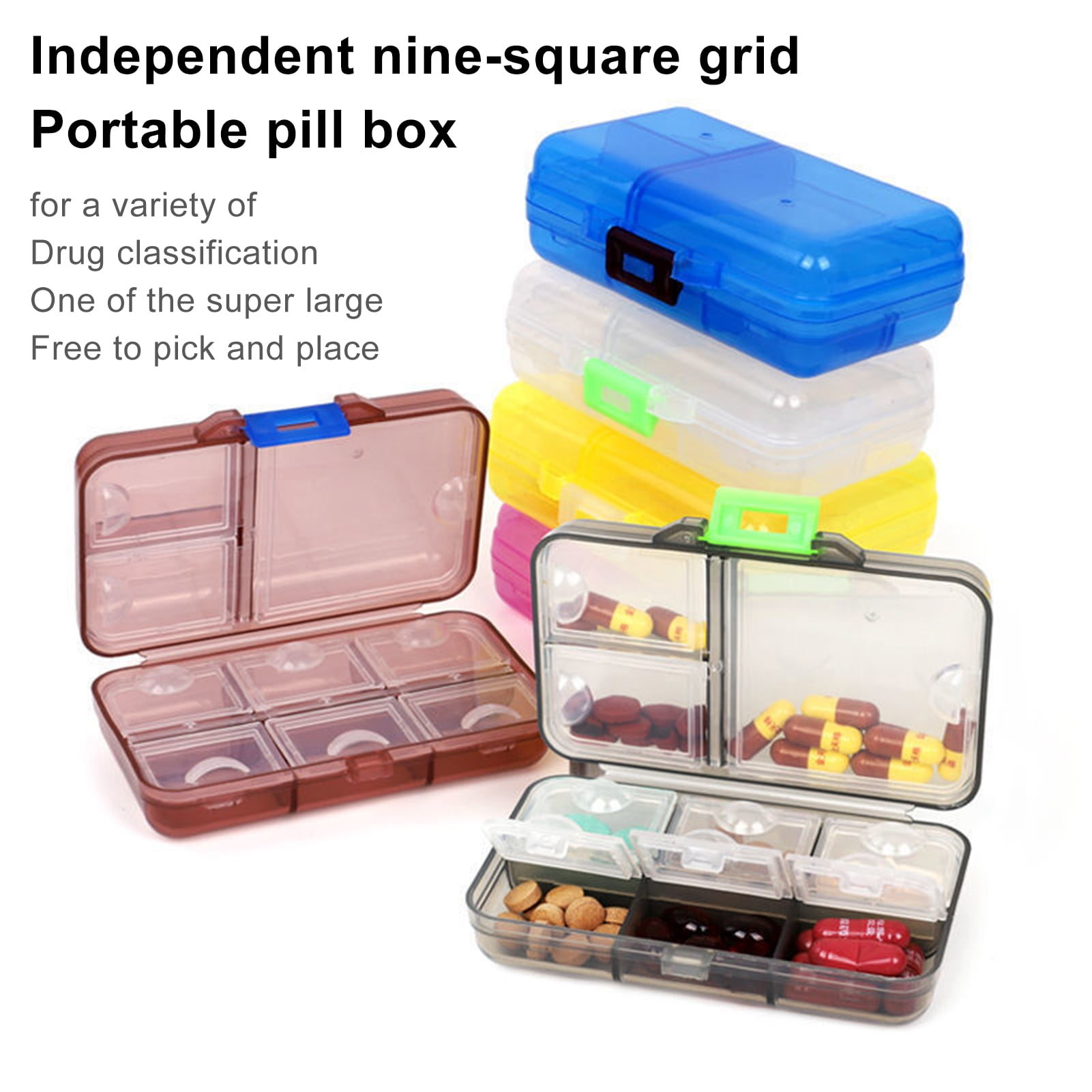 riaocot Pill Case Good Sealing Moisture-proof Transparent Visible 9 ...