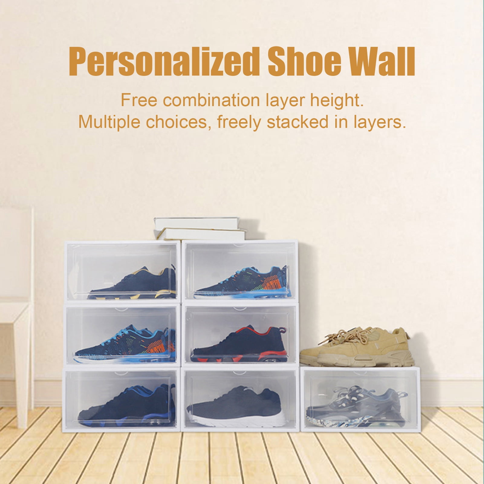 riaocot Shoe Storage Box Transparent Visible Oblong Shape Stackable ...