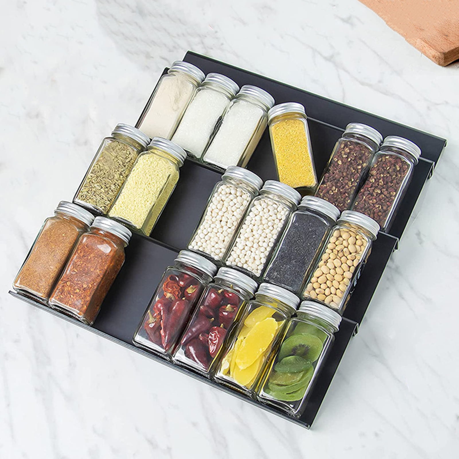 riaocot Spice Drawer Organizer 4 Tier Stepped Design Seasoning Rack 4 ...