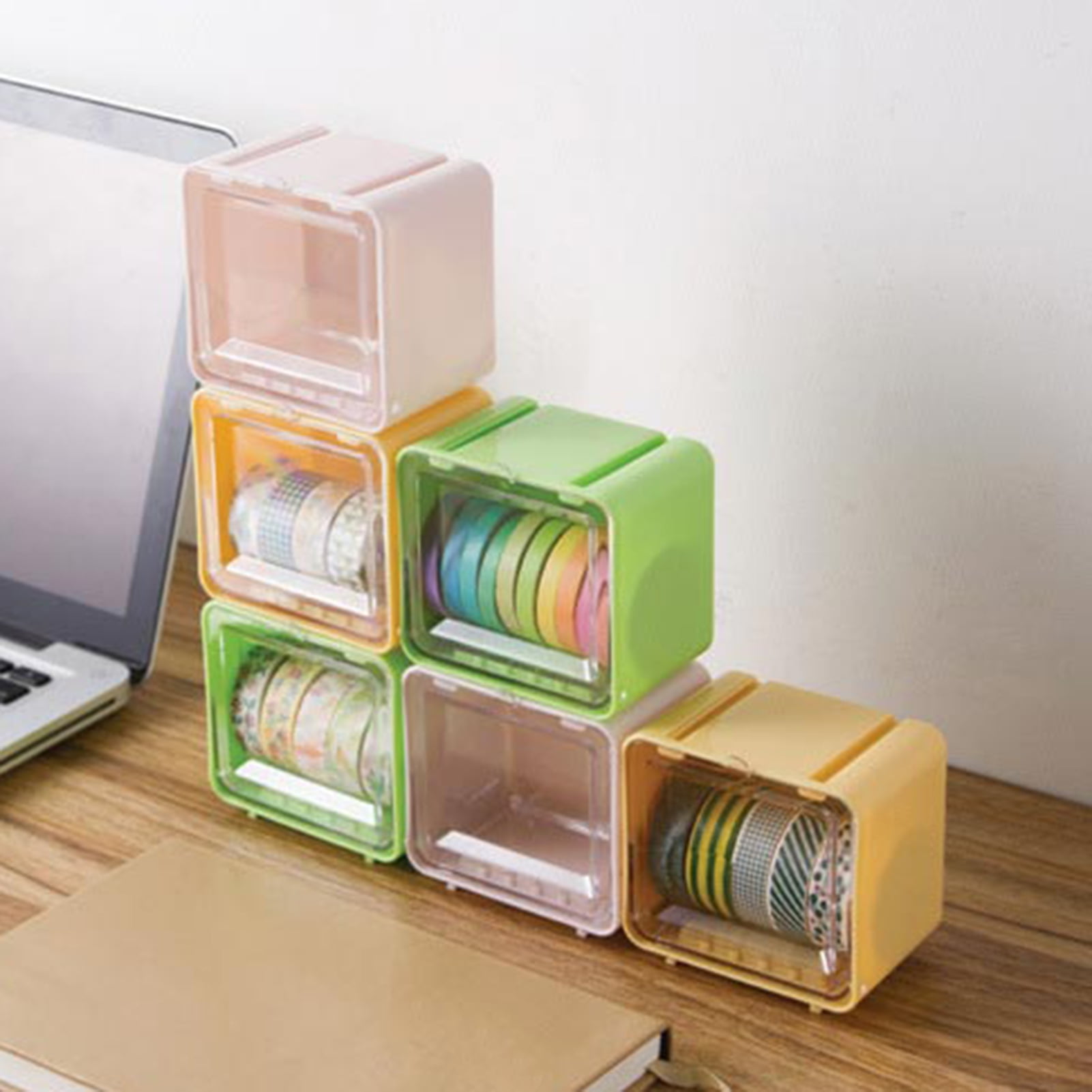 riaocot Tape Storage Boxes Durable Convenient Plastic Transparent Lid ...
