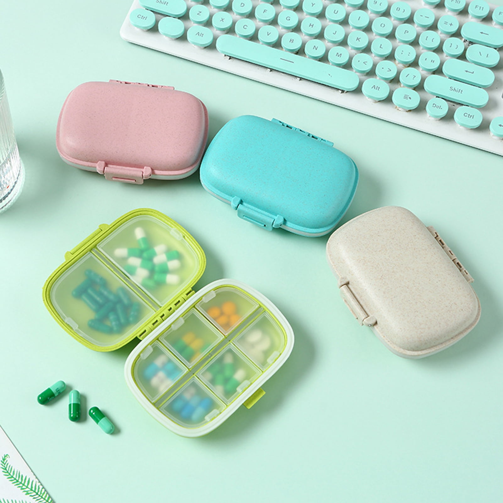 riaocot Translucent Visible Good Sealing Pill Organizer 8 Grids 7 Days ...