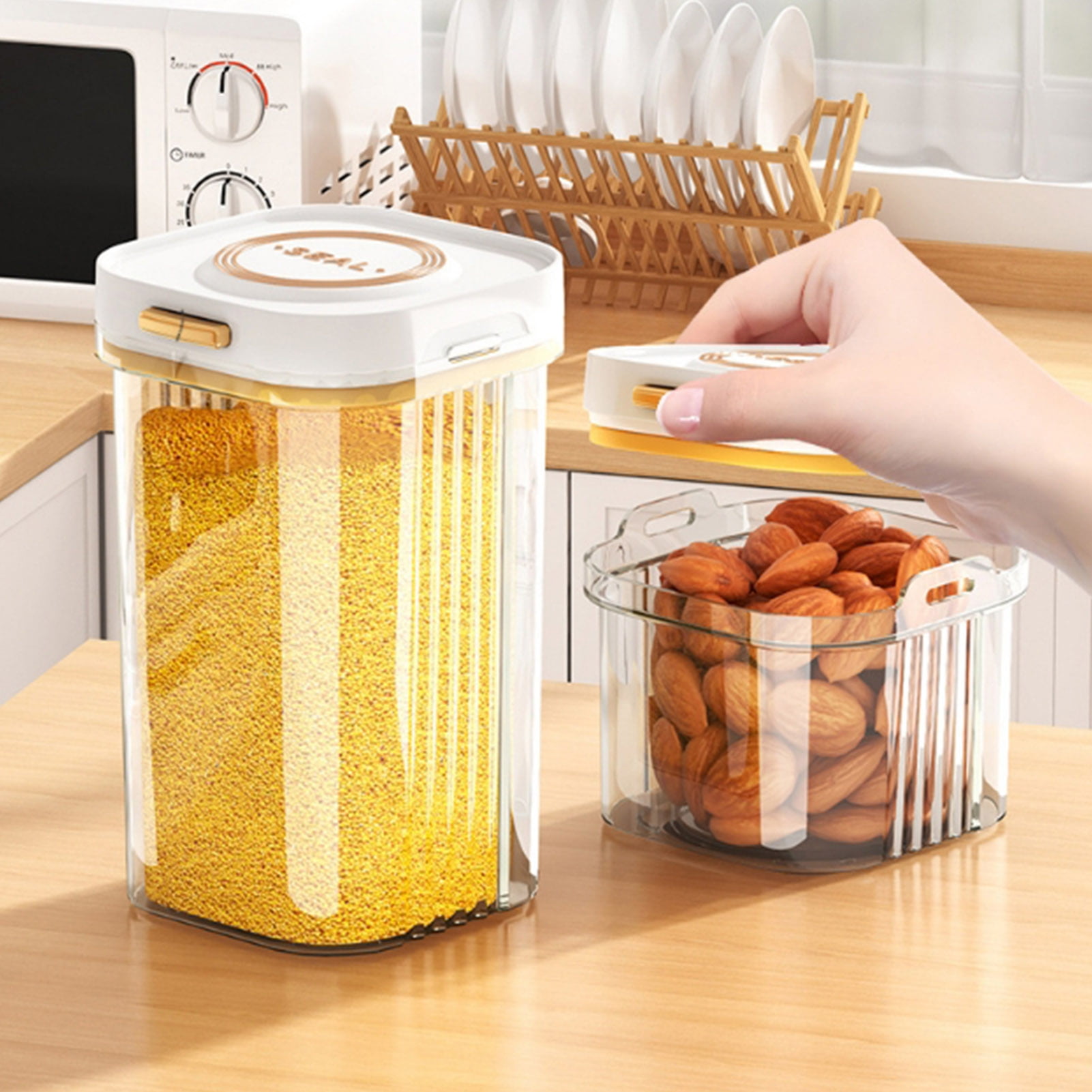 riaocot Transparent Sealed Food Storage Jar Airtight Lock Leakproof ...