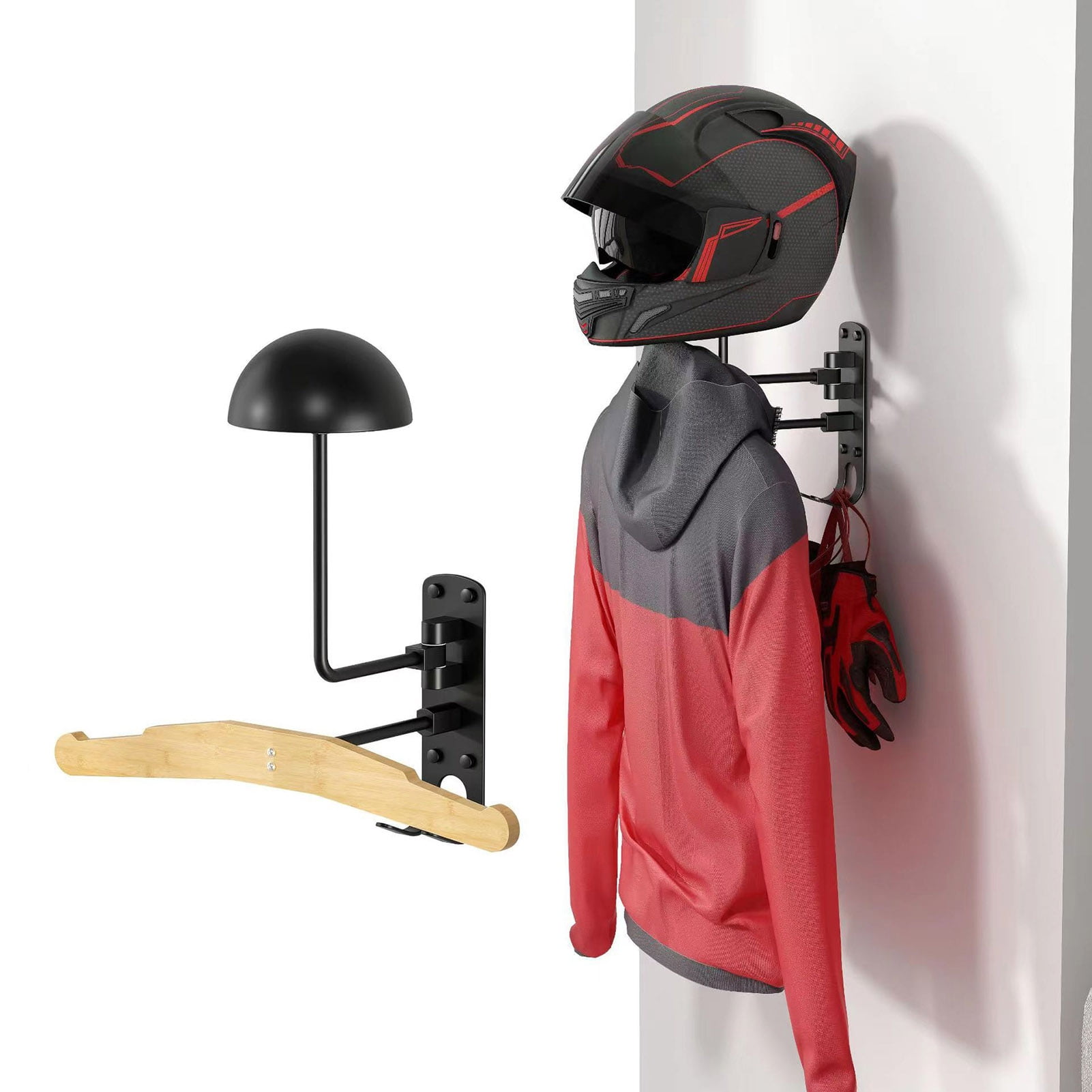 riaocot Wall-Mounted Motorcycle Helmet Storage Holder with Coat Rack ...
