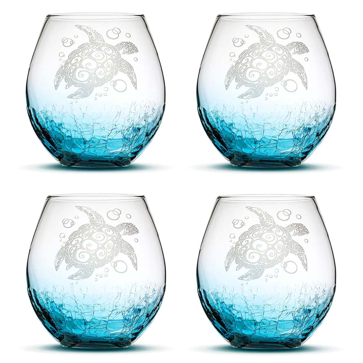 ribal Sea urle Design, (Se of 4) Semless Wine Glass, Handmade ...