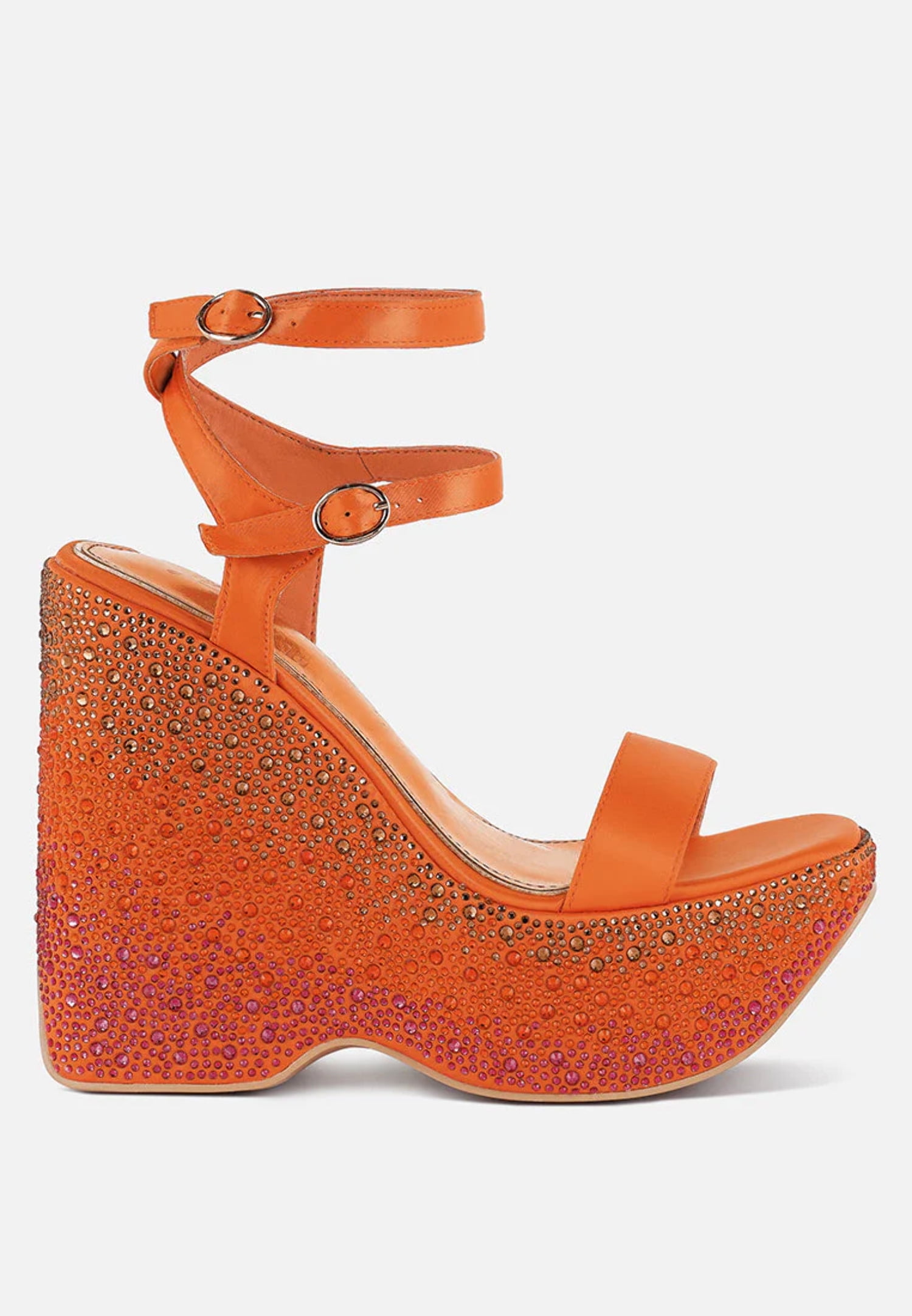 Richness Rhinestones Embellished Ultra High Wedge Sandals - Walmart.com