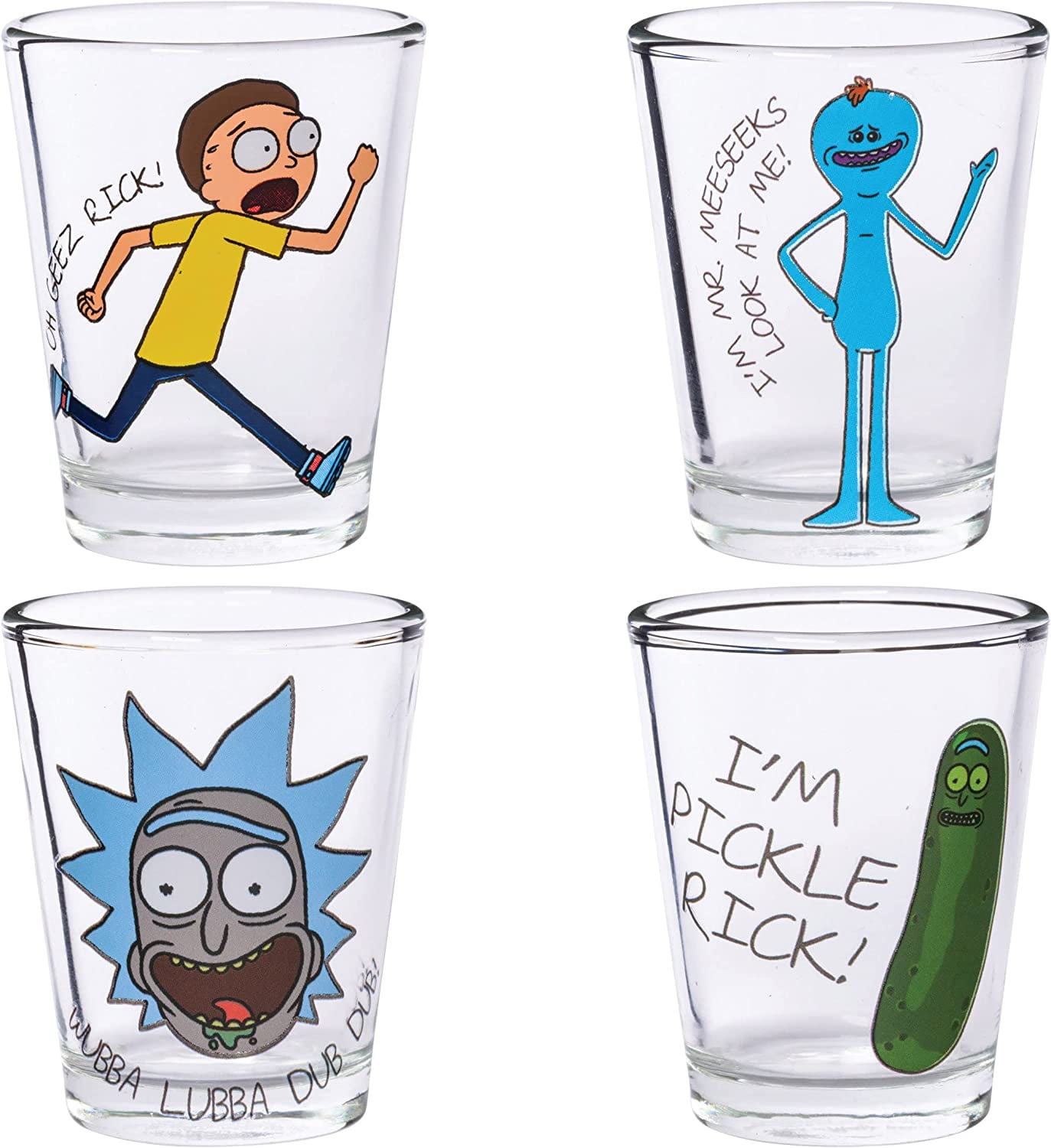 Rick and Morty Mini Tumbler Glassware Set, 4-Pack Shot Cups with ...