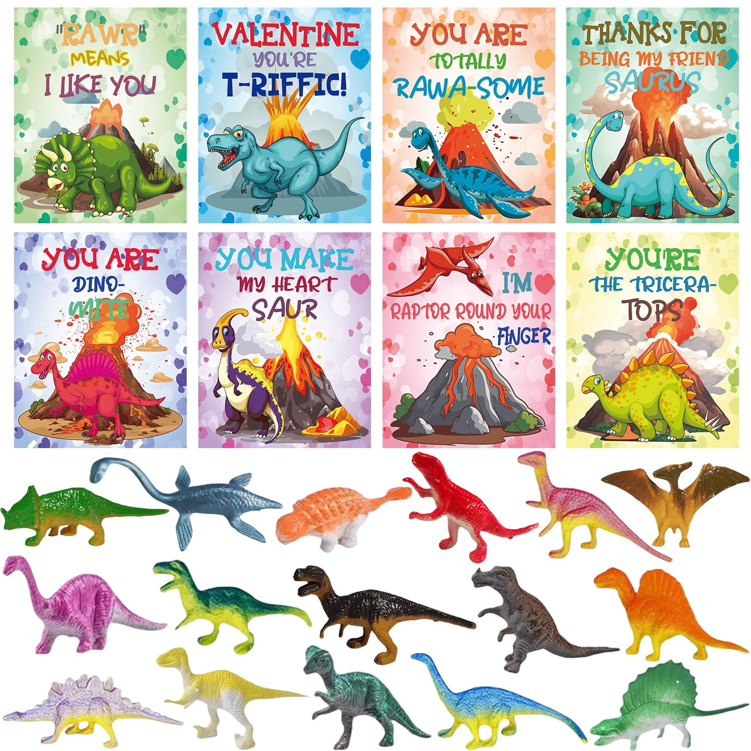 ricluck 32 Packs Valentines Day Gifts Cards for Kids with Dinosaurs ...