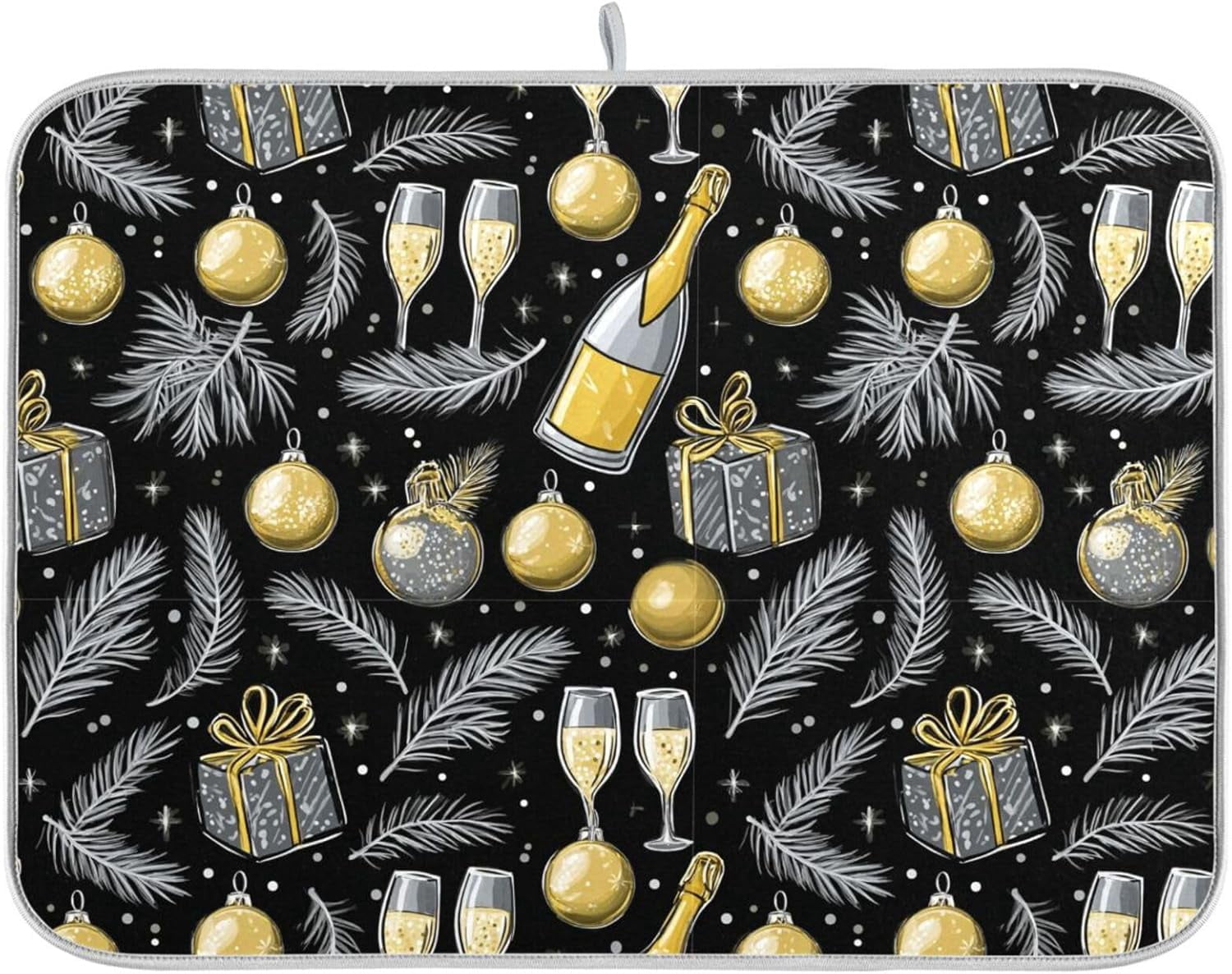 riloi New Year Wine Glasses Christmas Dish Drying Mat for Counter ...