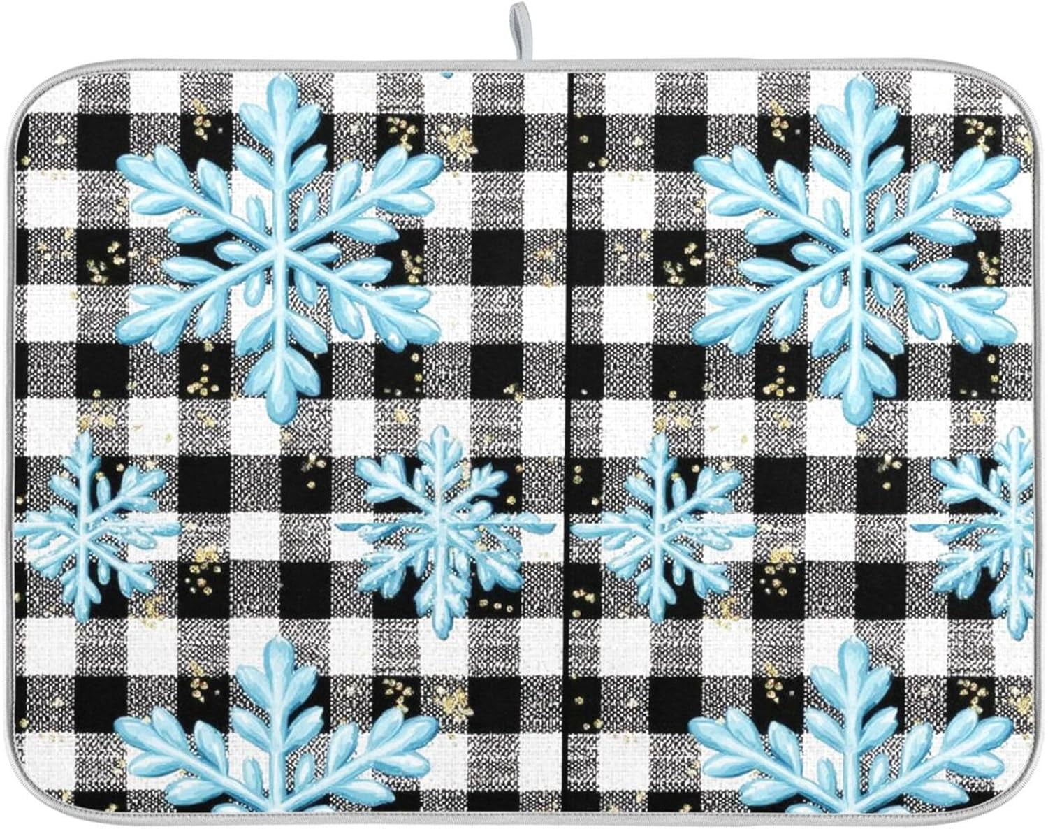riloi Winter Blue Snowflakes Christmas Dish Drying Mat for Counter ...