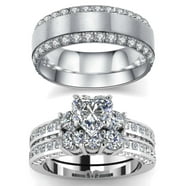 Sz 11 Sterling Silver 925 CZ Cubic Zirconia Infinity Wedding Engagement Ring Set - Walmart.com