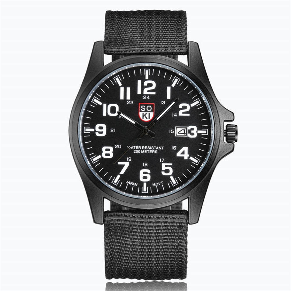 rinsvye Couple Fashion Nylon strap Analog Quartz Round Wrist Watch ...