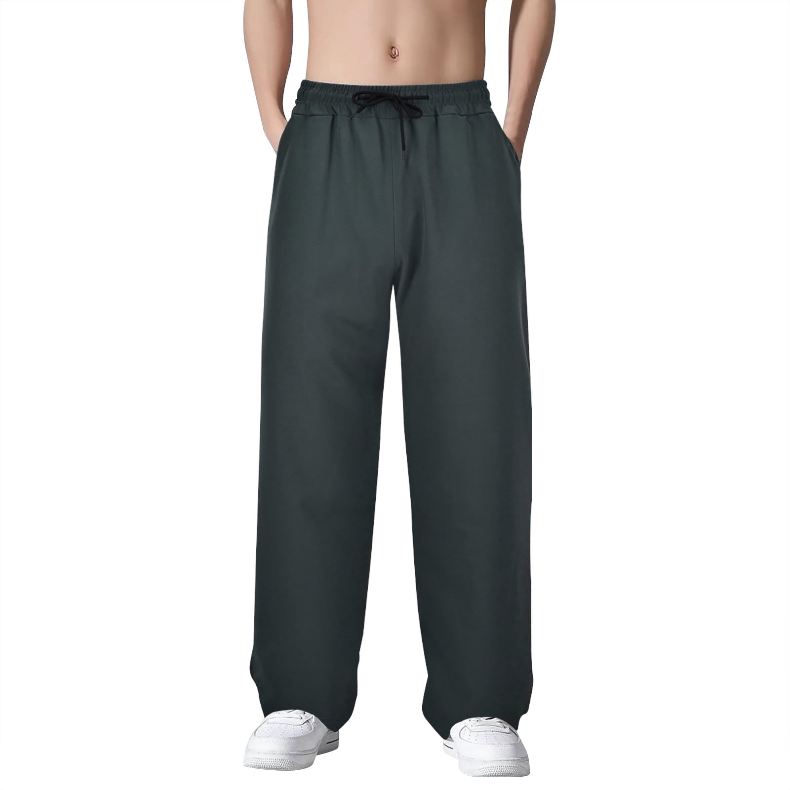 rinsvye Men's Pants With Deep Pockets Loose Fit Casual Jogging Trousers ...