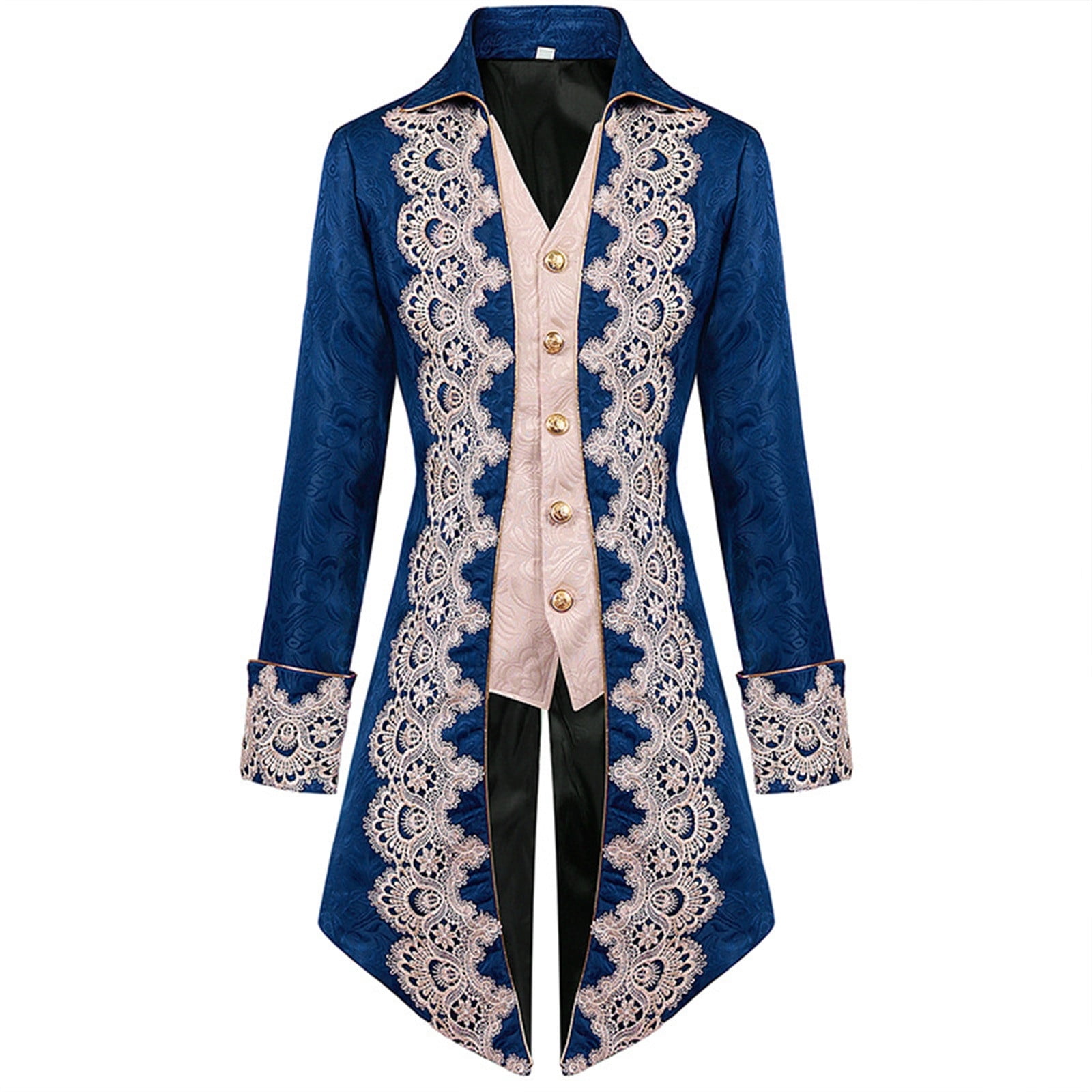 Rinsvye Mens Long Steampunks Embroidered Vintage Tailcoat Jacket Gothic Princes Victorians