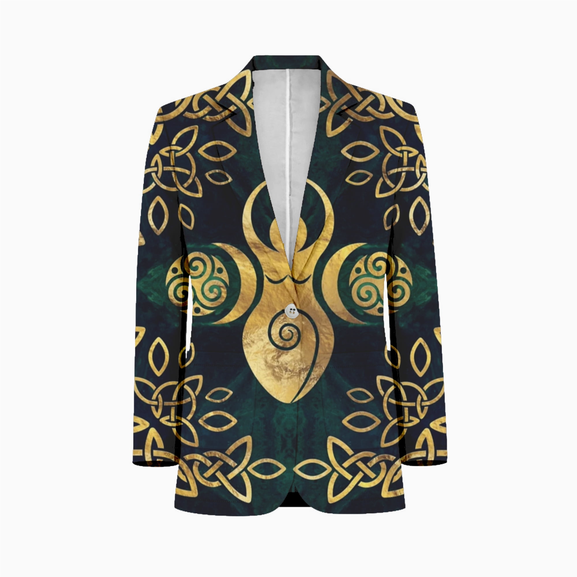 riple Goddess with triskele - gold on shimmer green Mens Suits Shawl ...