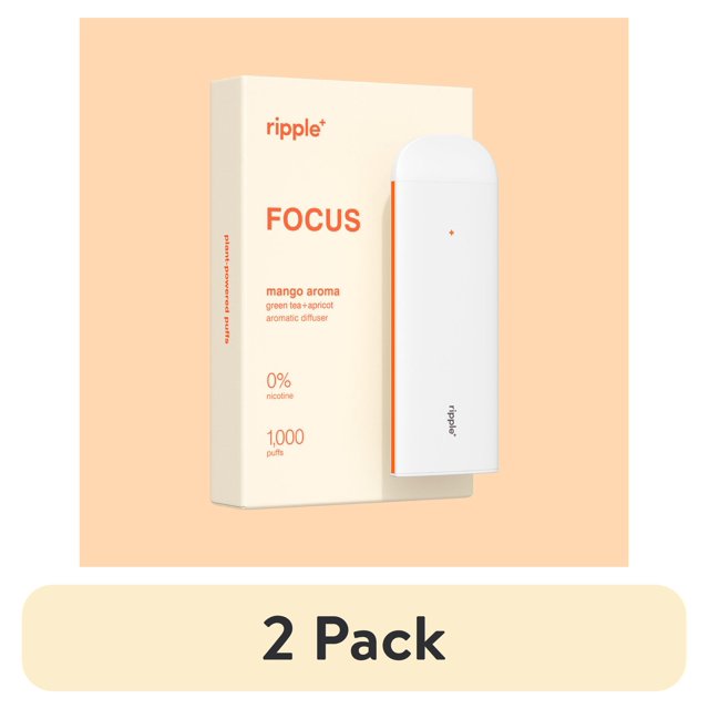 (2 pack) Ripple Focus, Mango, 0% Nicotine Diffuser, Green Tea & Apricot ...