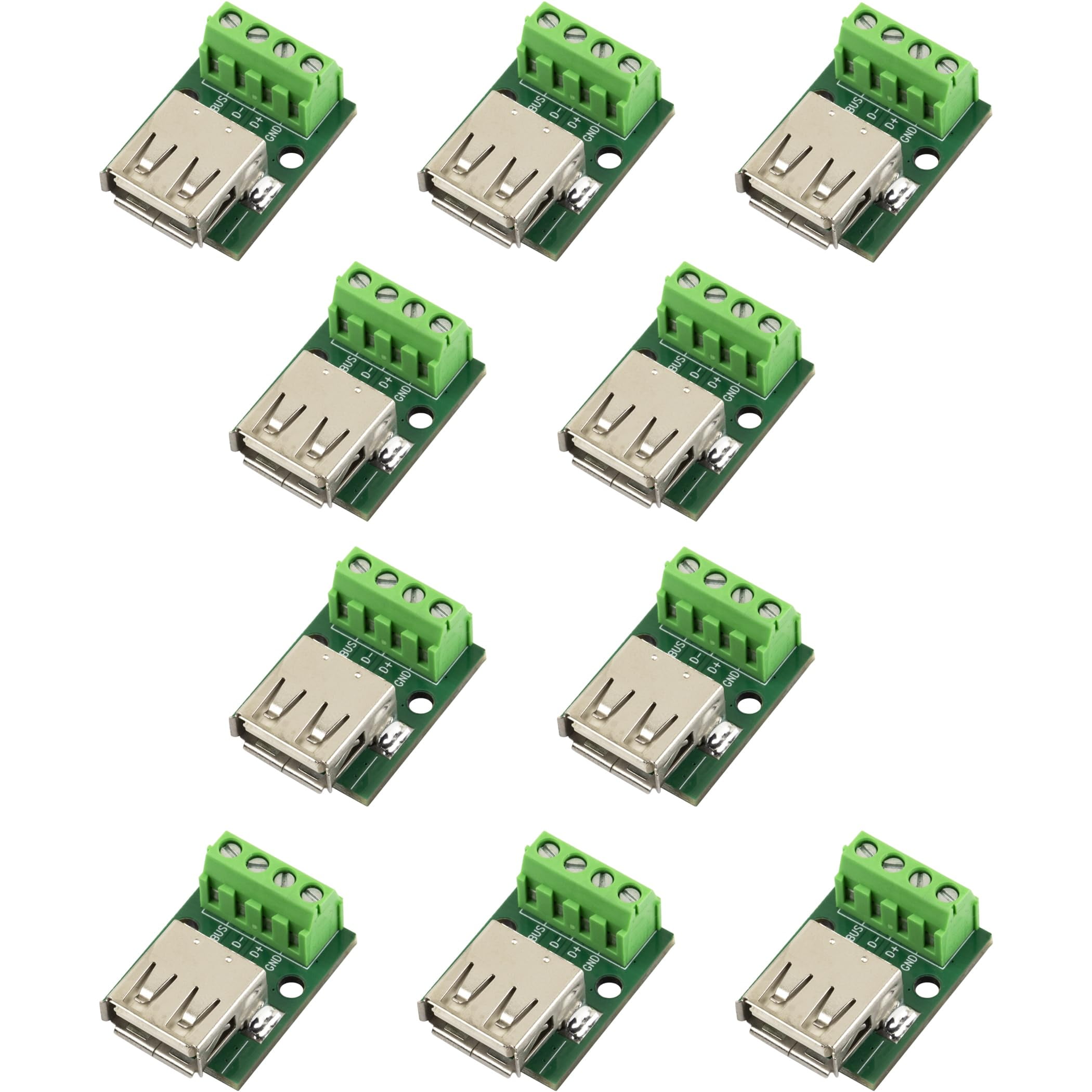 risingsaplings 10pcs USB Type A Female Socket Breakout Board with 3 ...