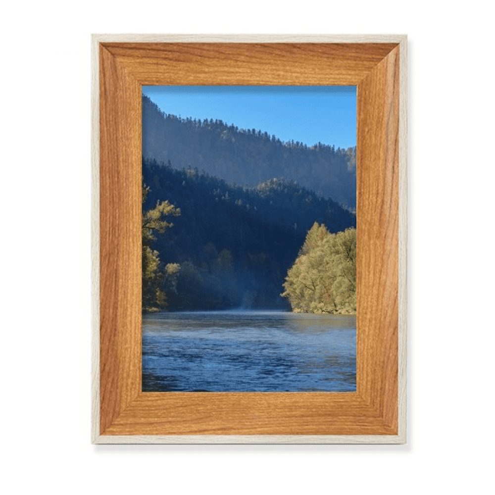river mountain hill reflection water desktop wooden photo frame display ...