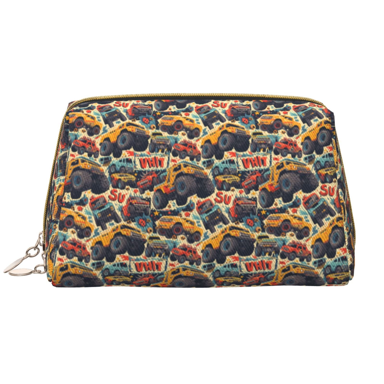 off road racing car yellow Makeup Bag, Large Capacity Travel Cosmetic ...