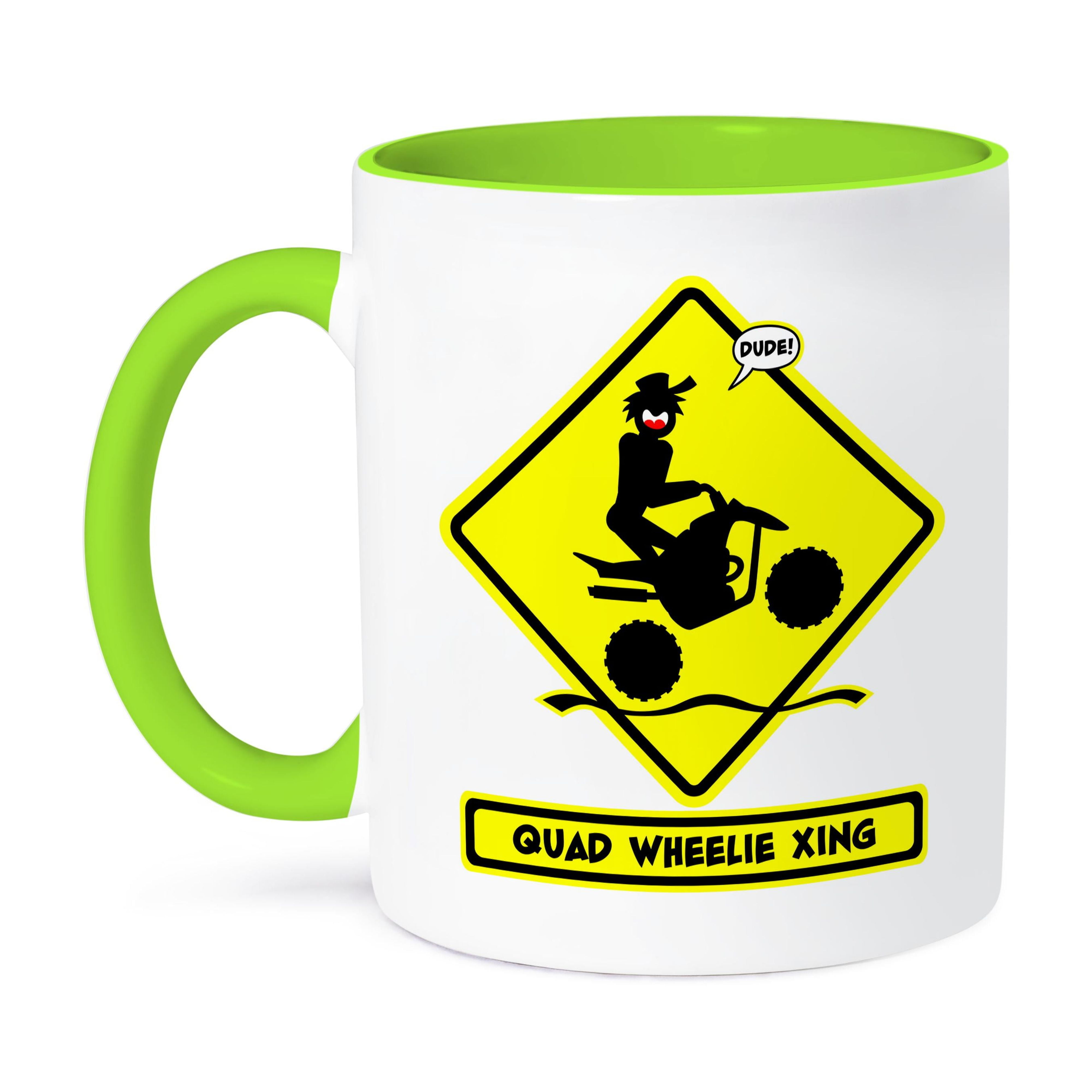 3dRose, road sign, quad wheelie xing, stickman and his atv, black image ...