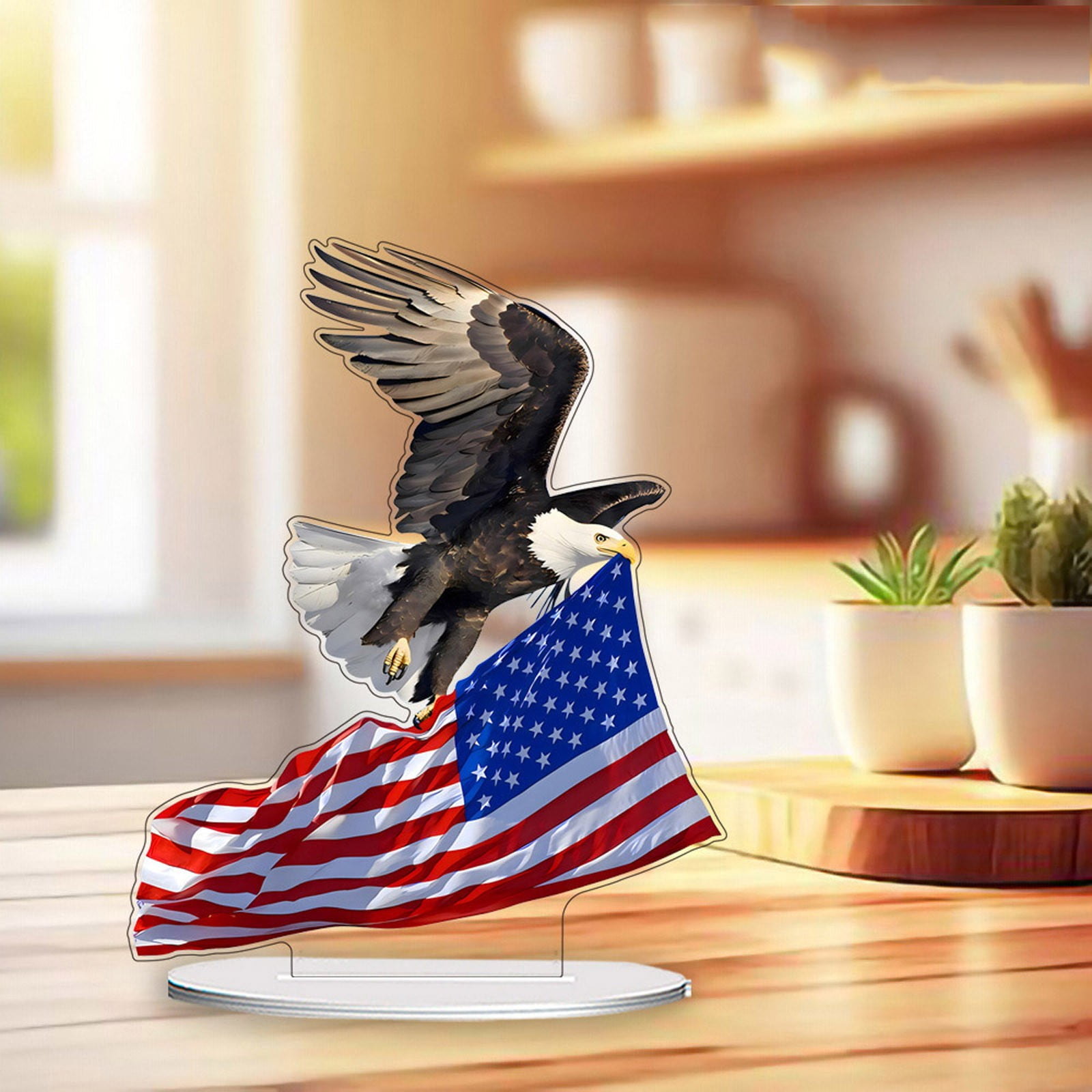 roadlitg Patriotic Flag Flat Acrylic Ornament Long Lasting Desktop ...