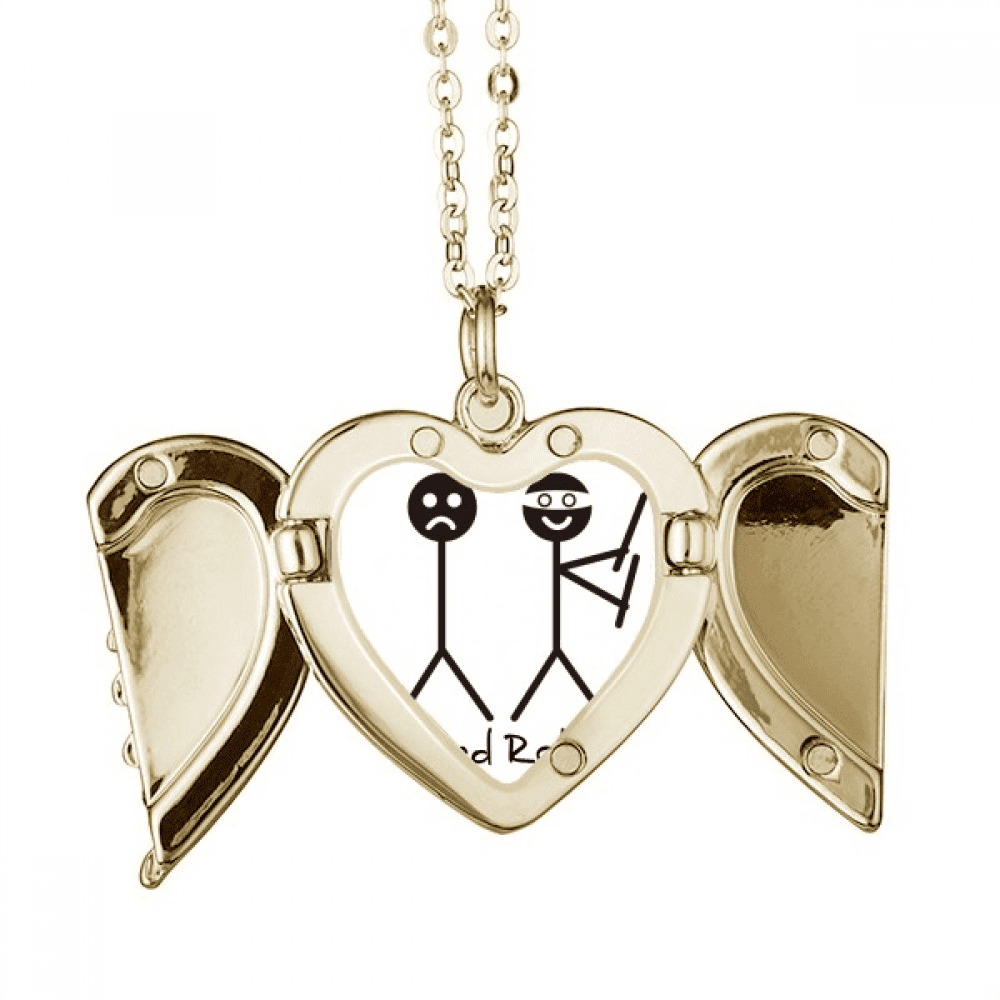 rob arm rob head art deco fashion folded wings peach heart pendant ...