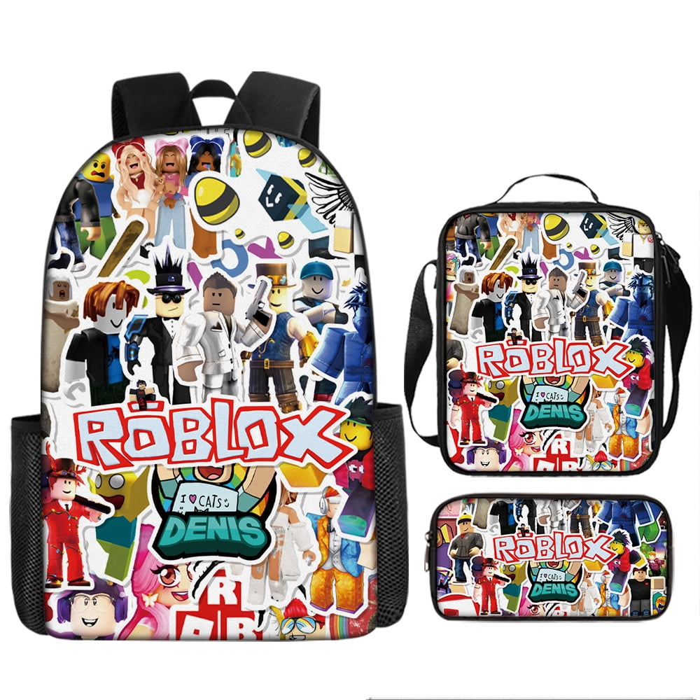 roblox Backpack | Gamer Black Rucksack | Green Creeper Zombie Skeleton ...