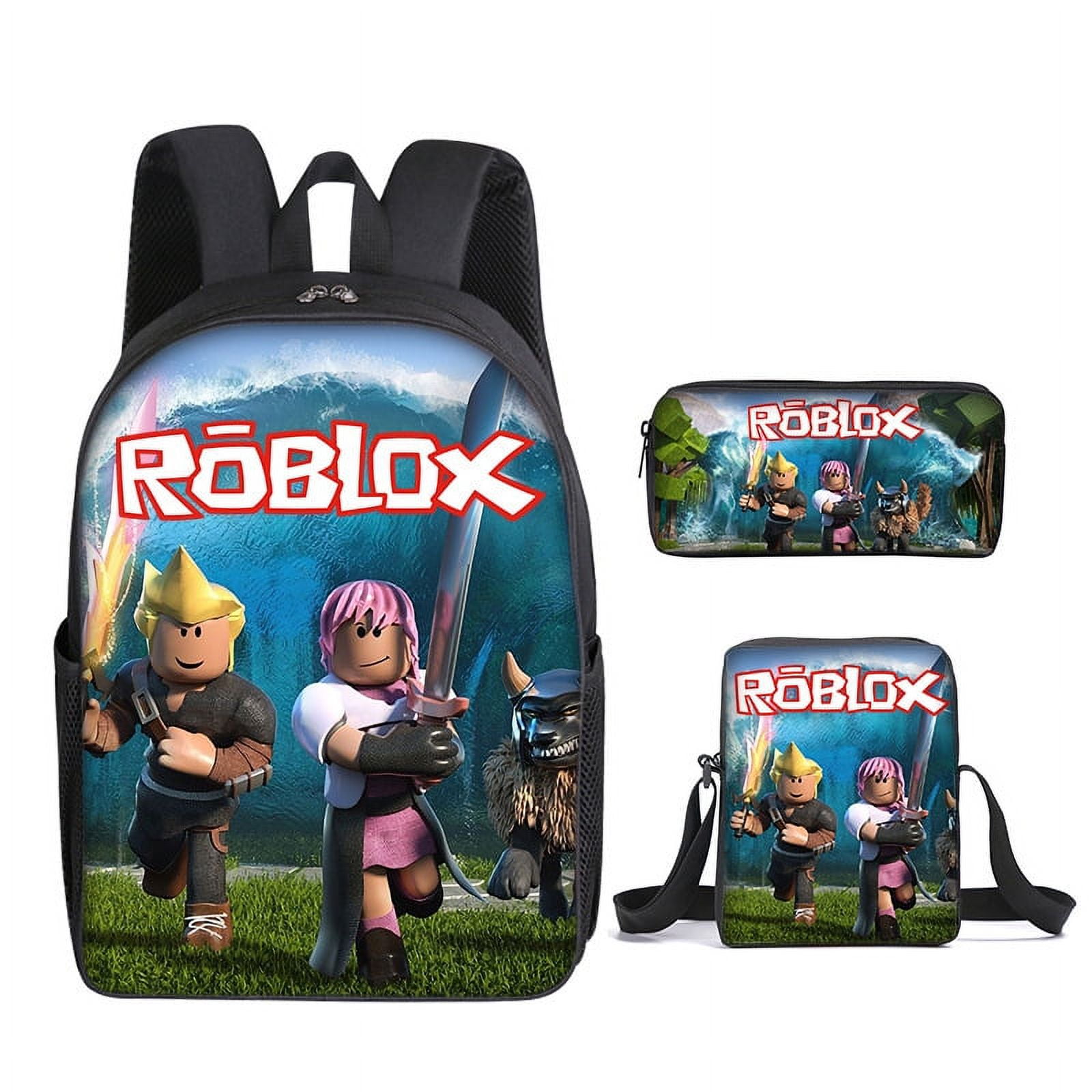 roblox Backpack | Gamer Black Rucksack | Green Creeper Zombie Skeleton ...
