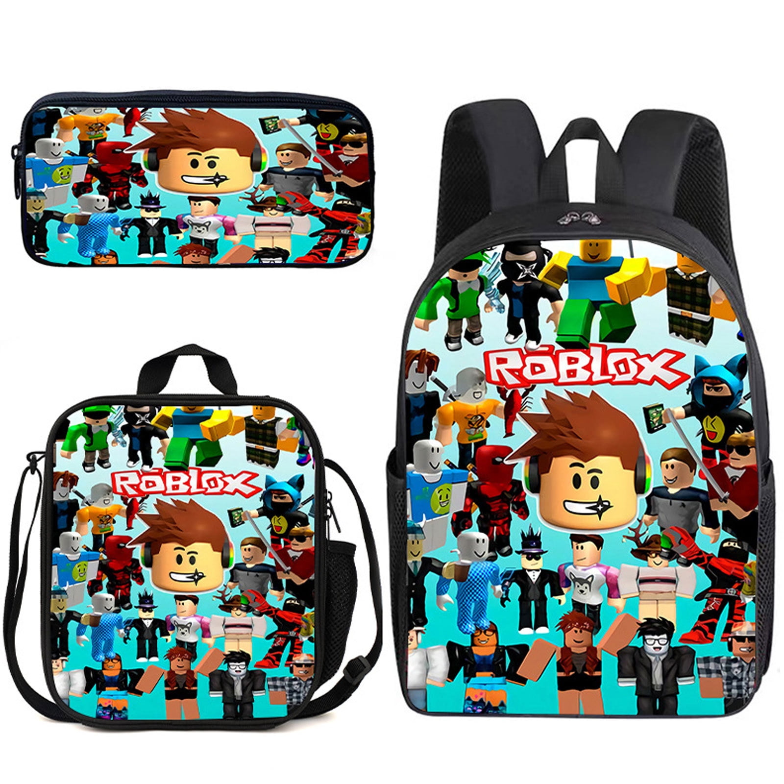 roblox Backpack | Gamer Black Rucksack | Green Creeper Zombie Skeleton ...