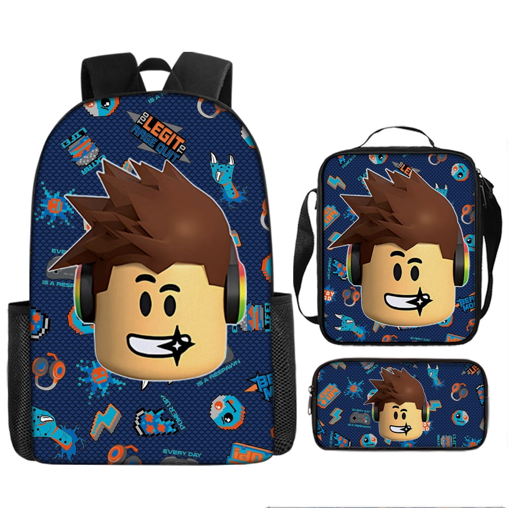 roblox Backpack | Gamer Black Rucksack | Green Creeper Zombie Skeleton ...