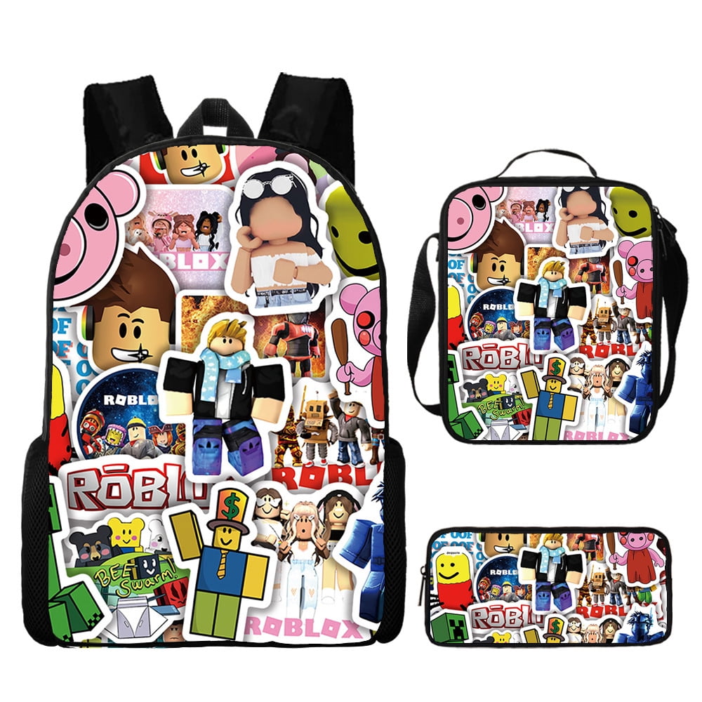 roblox Backpack | Gamer Black Rucksack | Green Creeper Zombie Skeleton ...