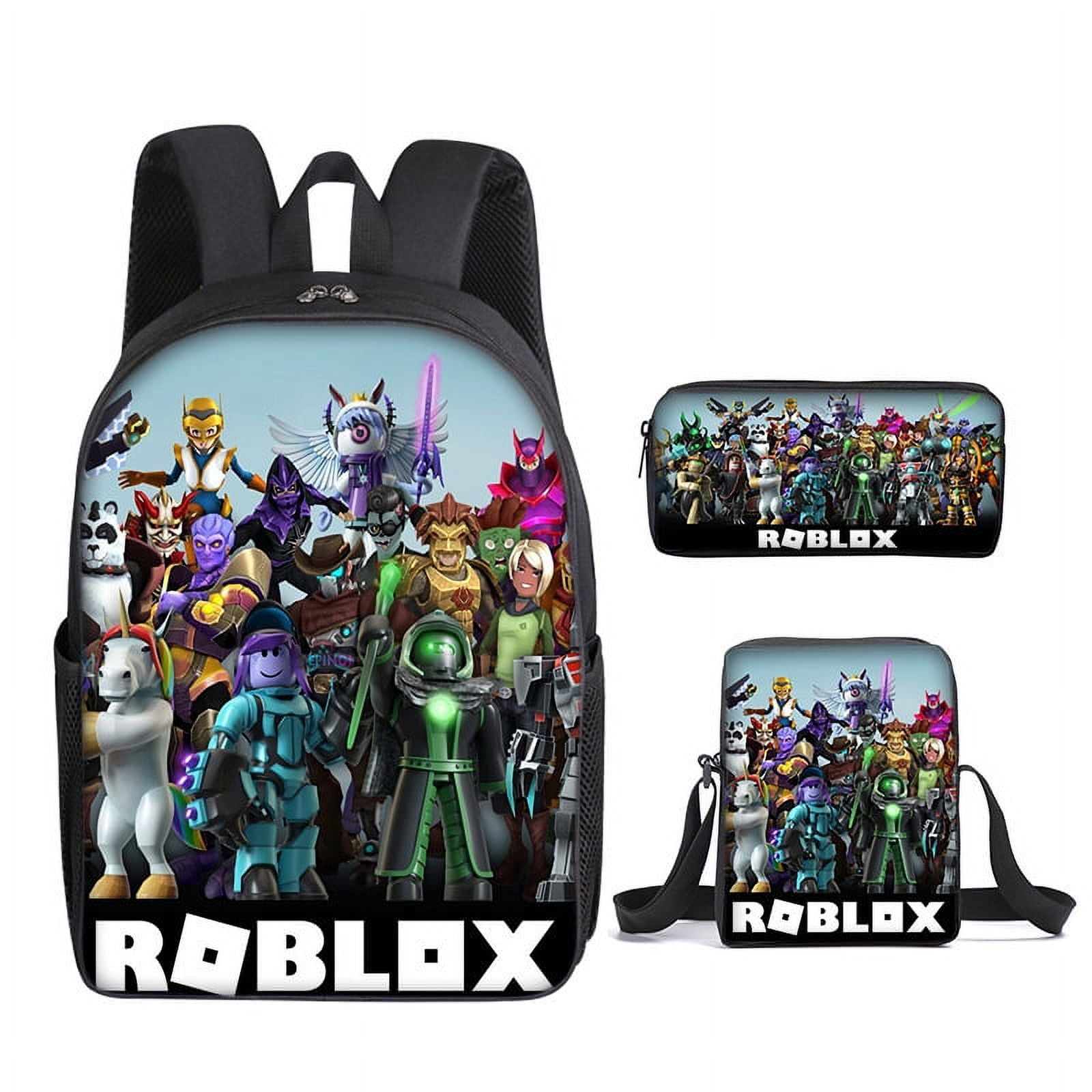 roblox Backpack | Gamer Black Rucksack | Green Creeper Zombie Skeleton ...
