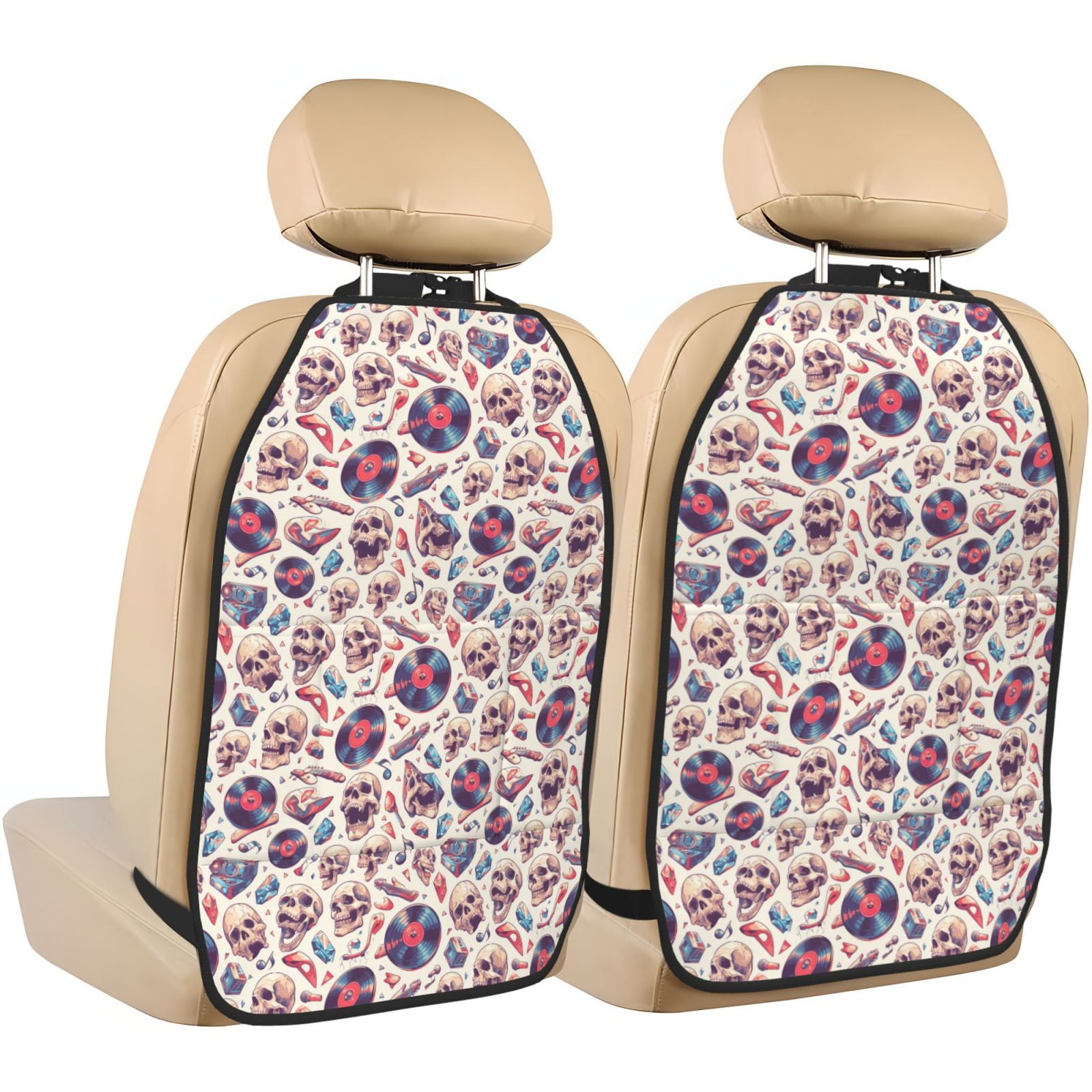 rock Skull record Retro Mats Back Seat Protectors, Car Seat Protector ...