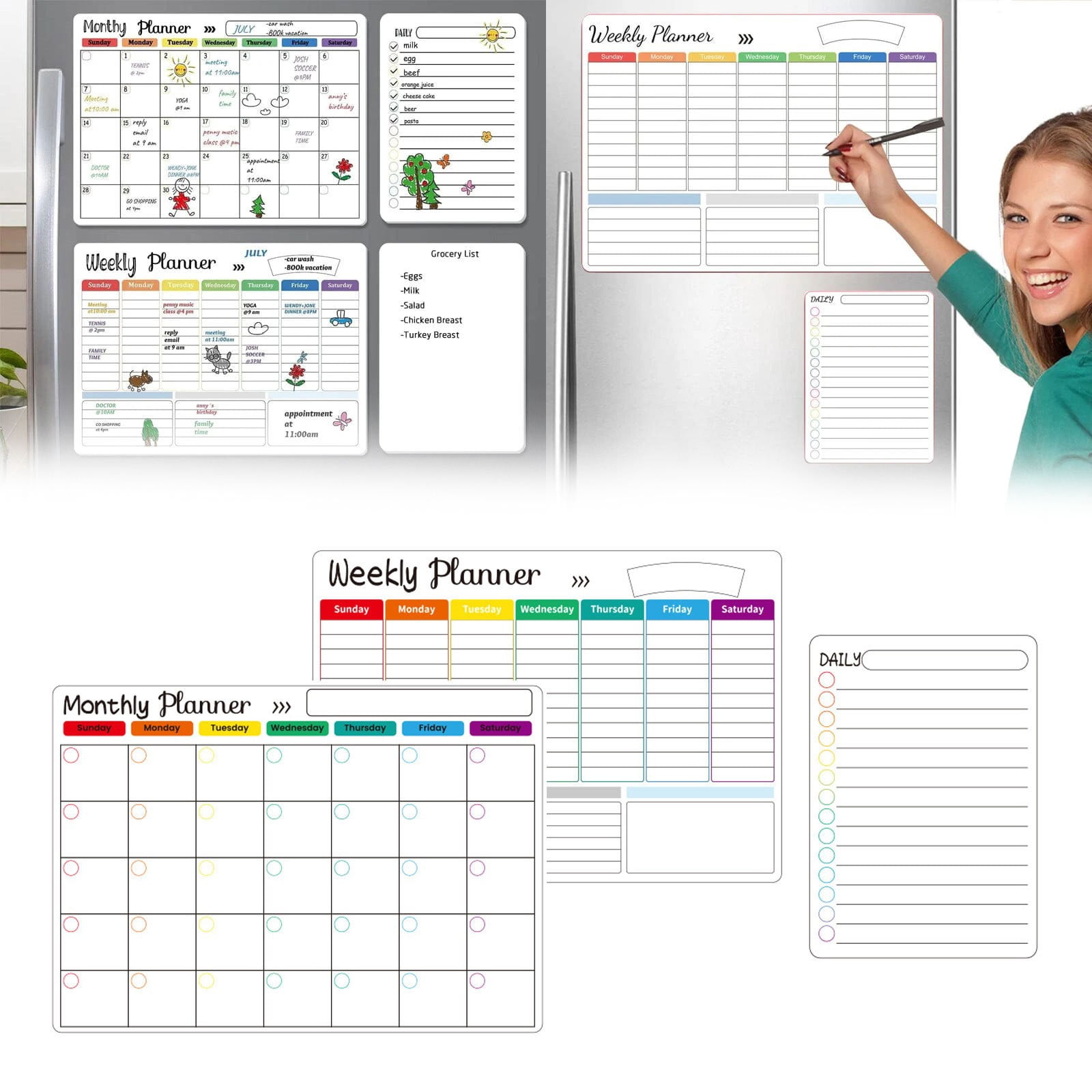 rollback Calendar Bundle: Calendar Whiteboard Set For Refrigerator Wall ...