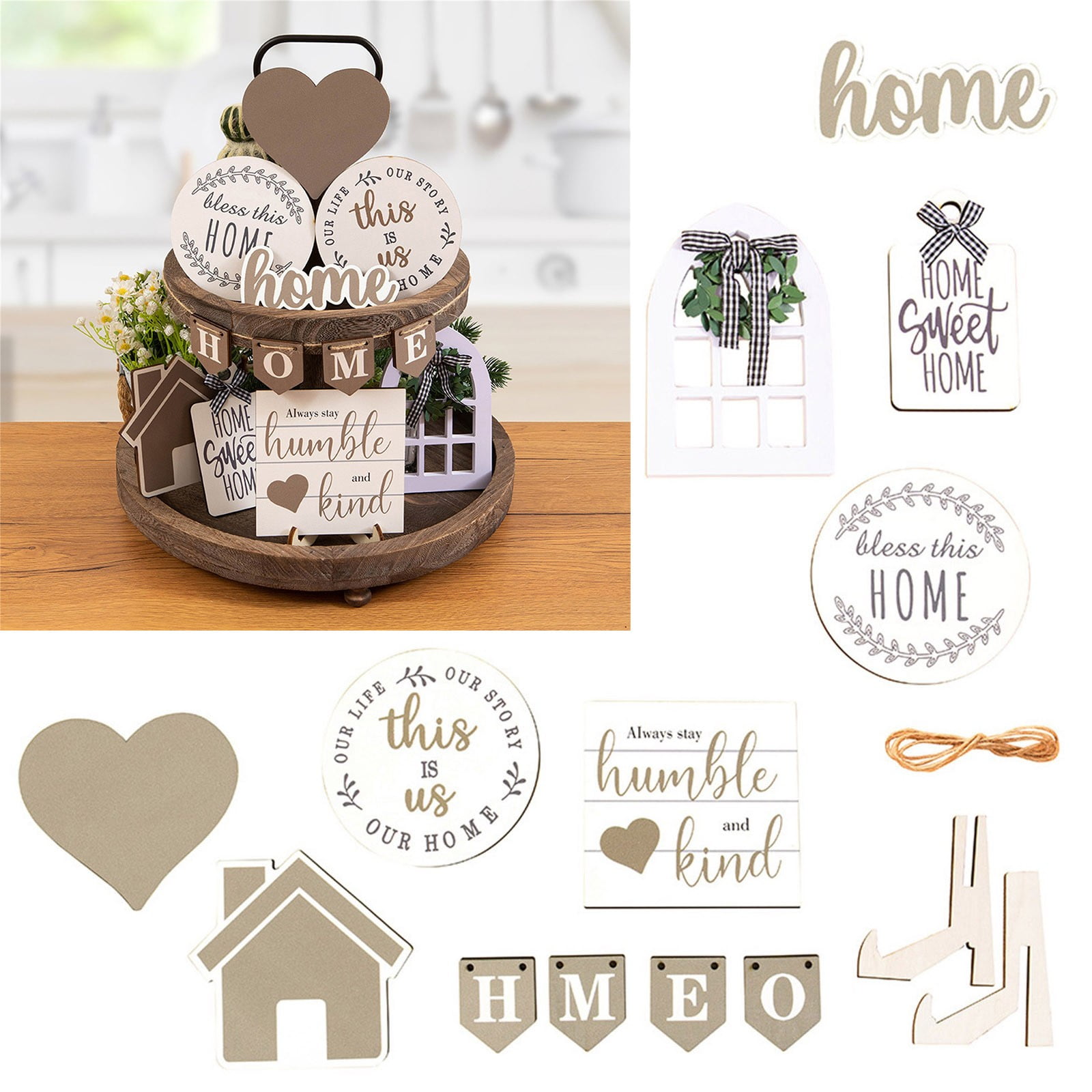 rollback HOME House Sign American Country Layered Tray Decoration ...