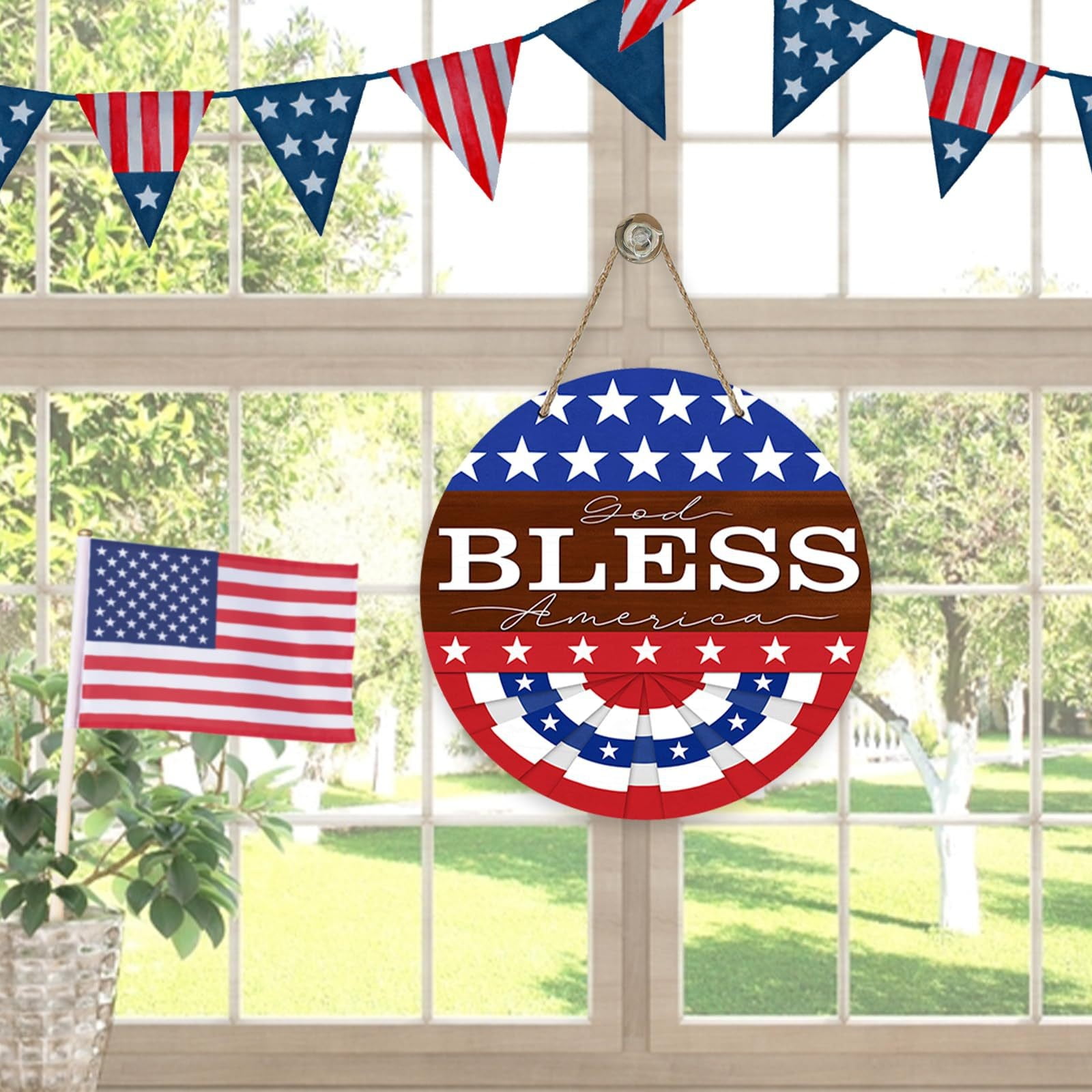 rollback Hanging Door Sign Wooden Independence Day Decorative Strip ...