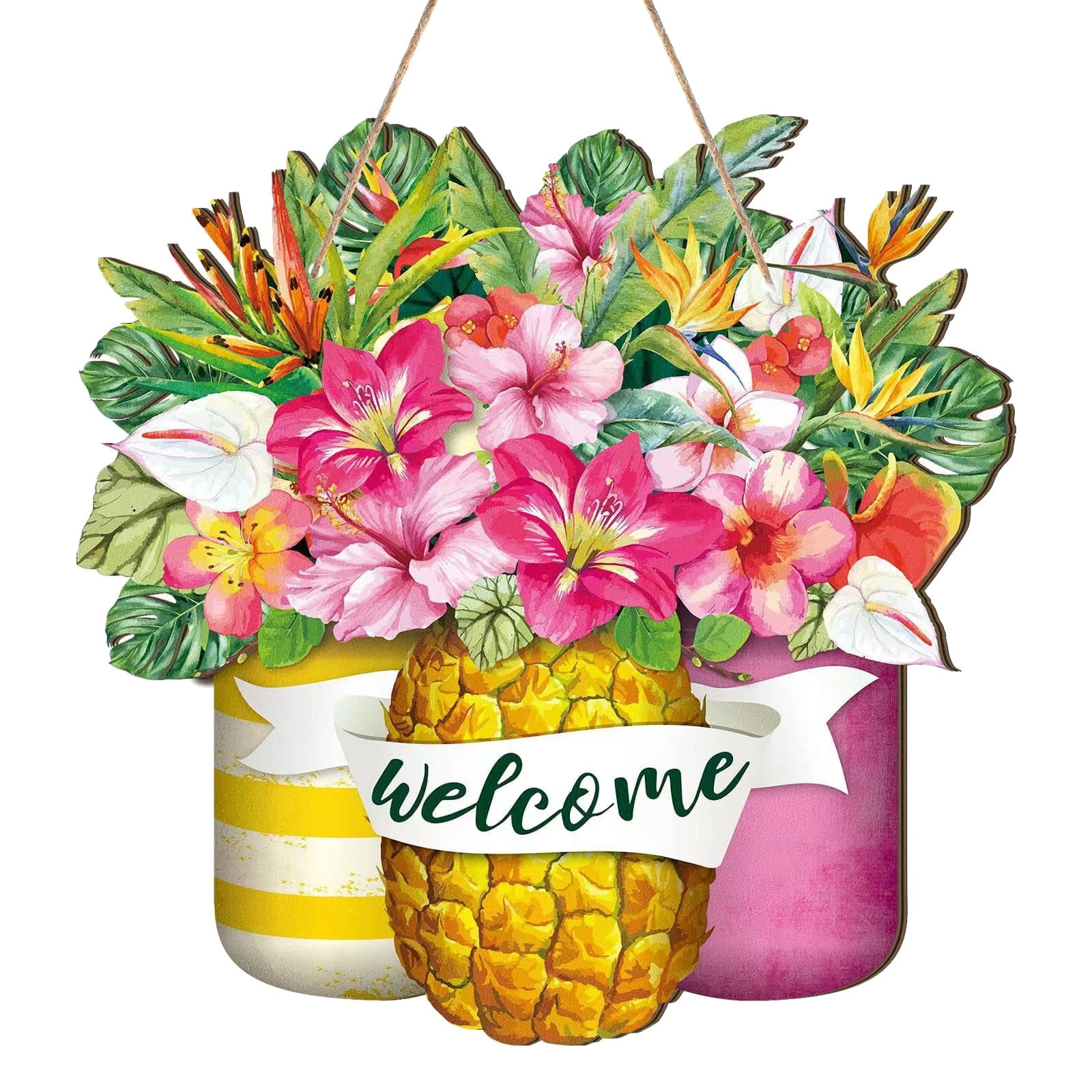 rollback Pineapple Sign Wooden Door Hanging Rustic Porch Decoration ...