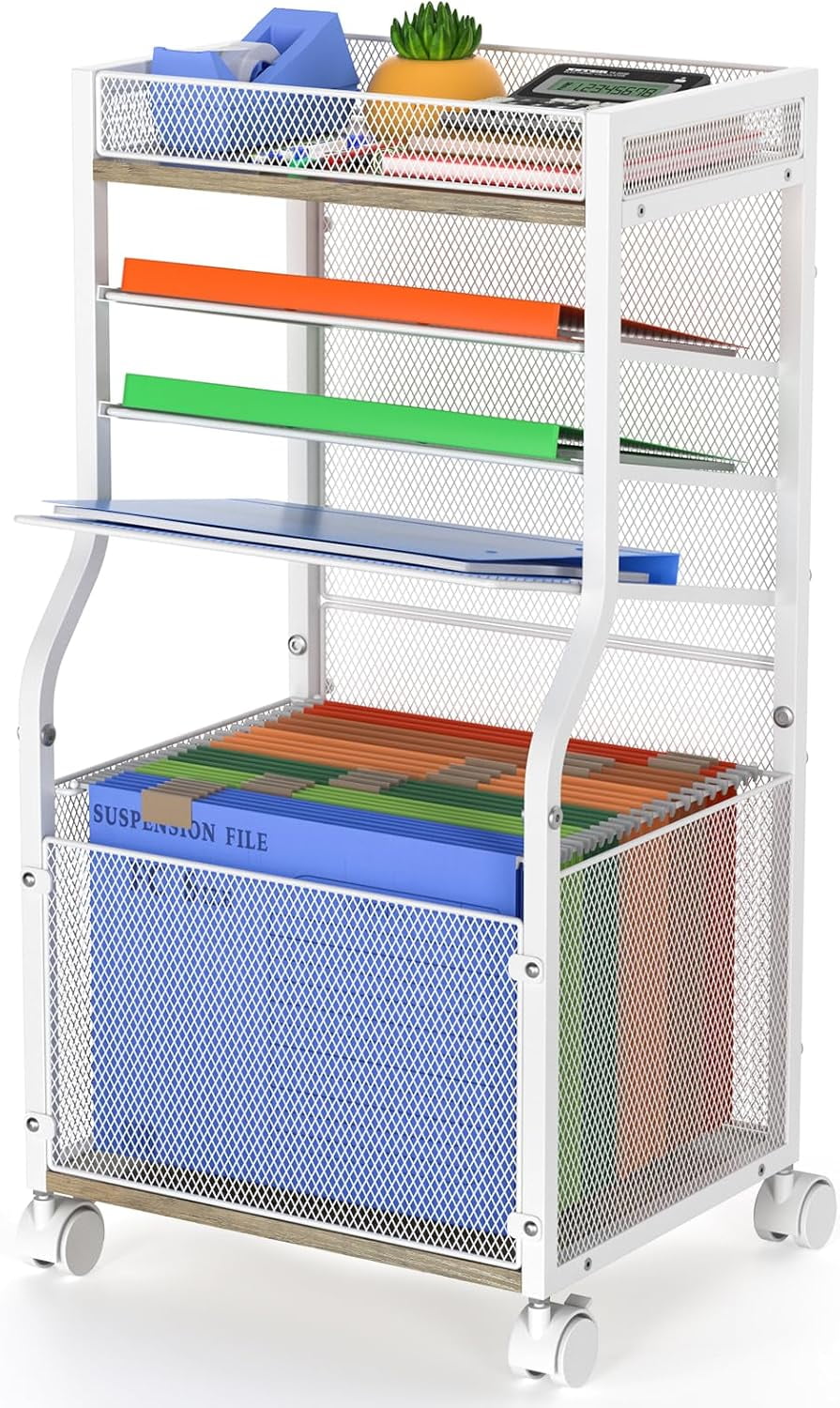 rolling file cart, a mobile desk file organizer with lockable wheels ...