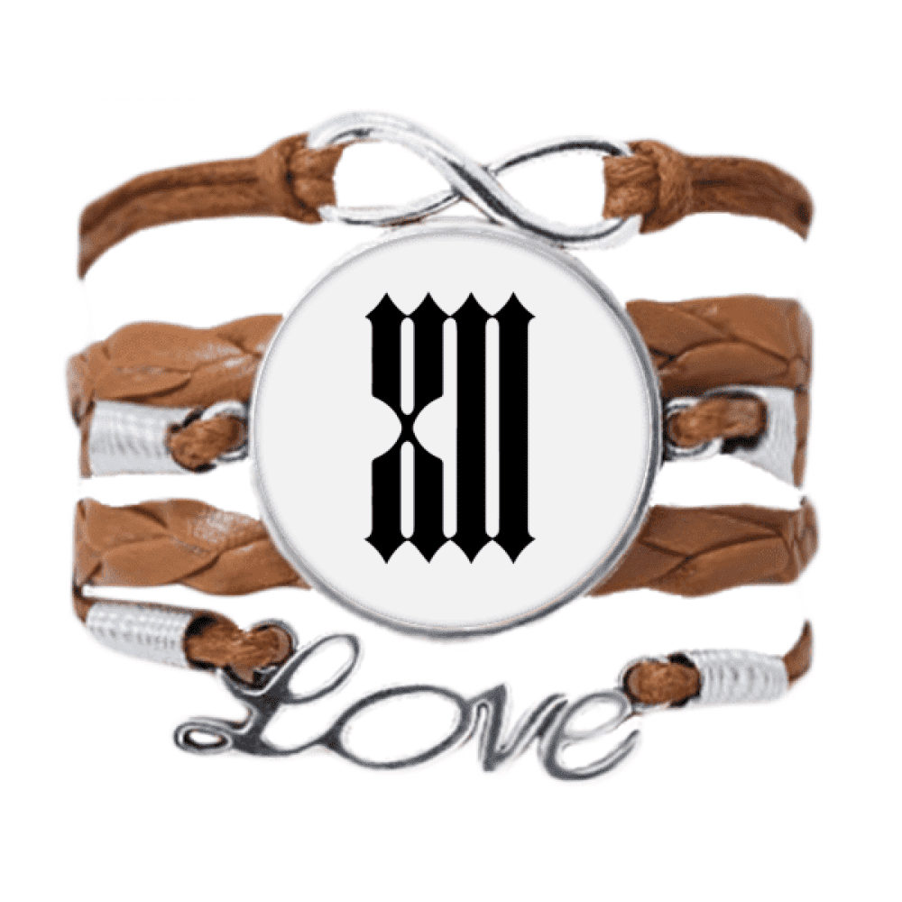 roman numerals twelve in black bracelet love chain ornament wristband ...