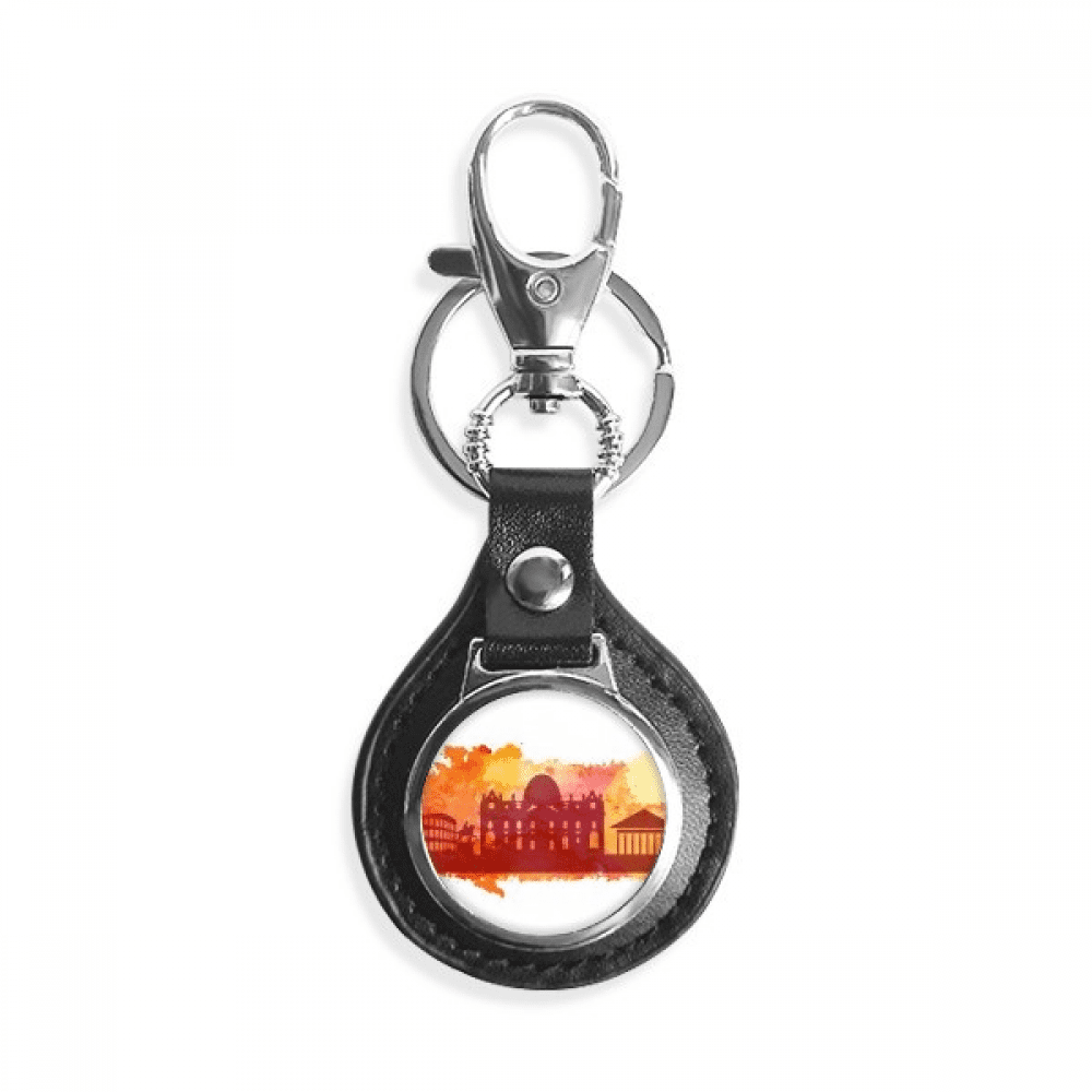 rome italy yellow watercolor key link chain keyholder finder hook metal ...