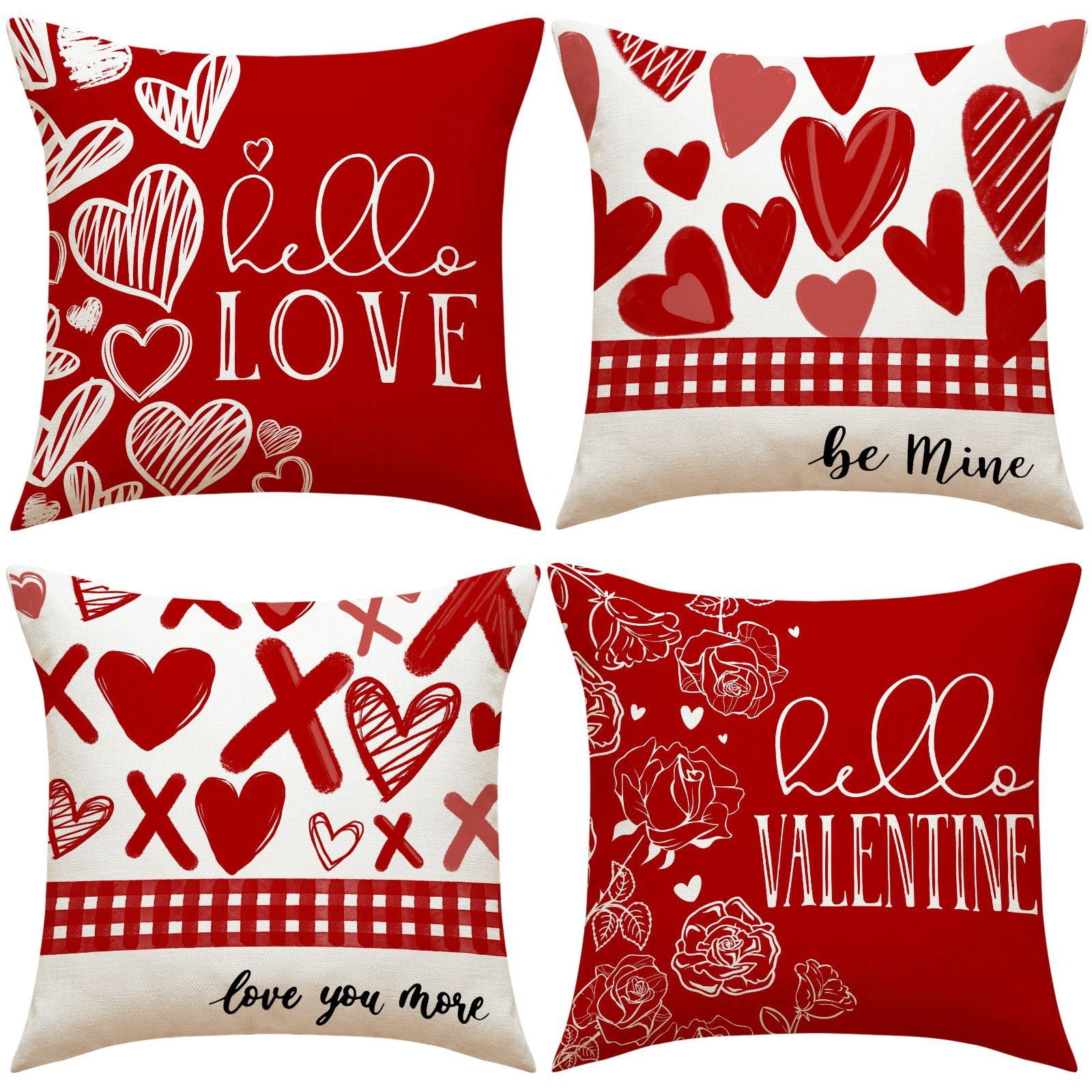 romoty Valentine's Day Heart Pillowcase 18" x 18" Decorative Cushion ...
