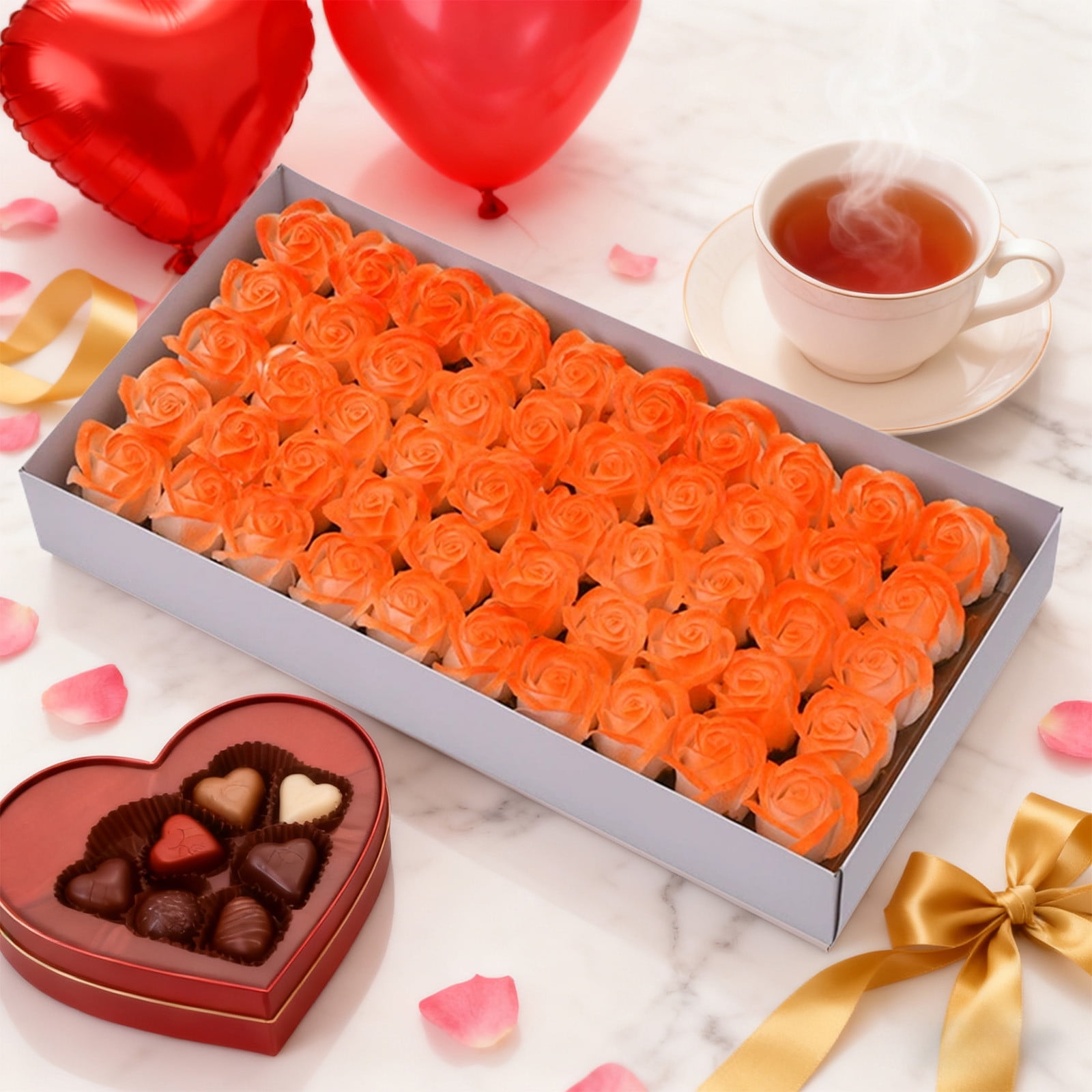romoty Valentine's Day Soap Roses 50pcs 2" Artificial Flower Heads ...