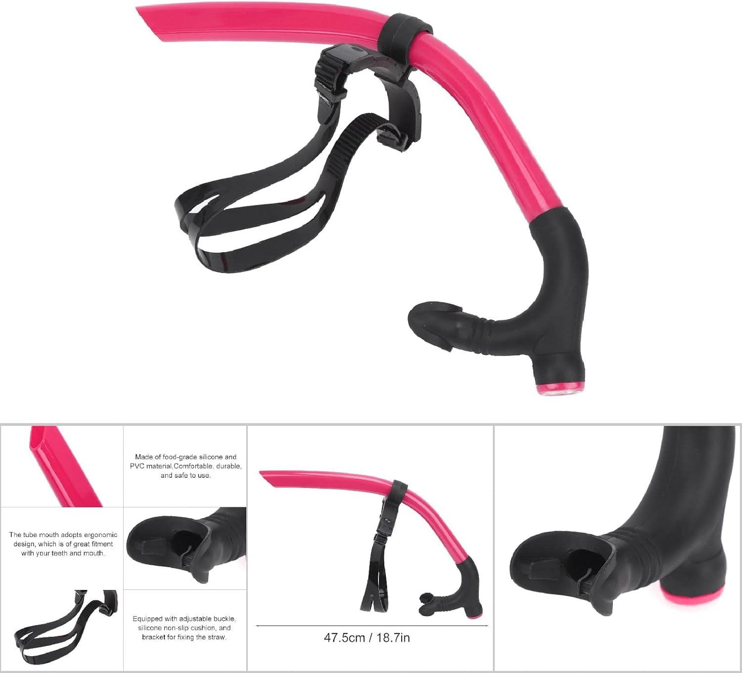 ront Breathing Tube Snorkel with Ergonomic Mouthpiece, Adjustable ...