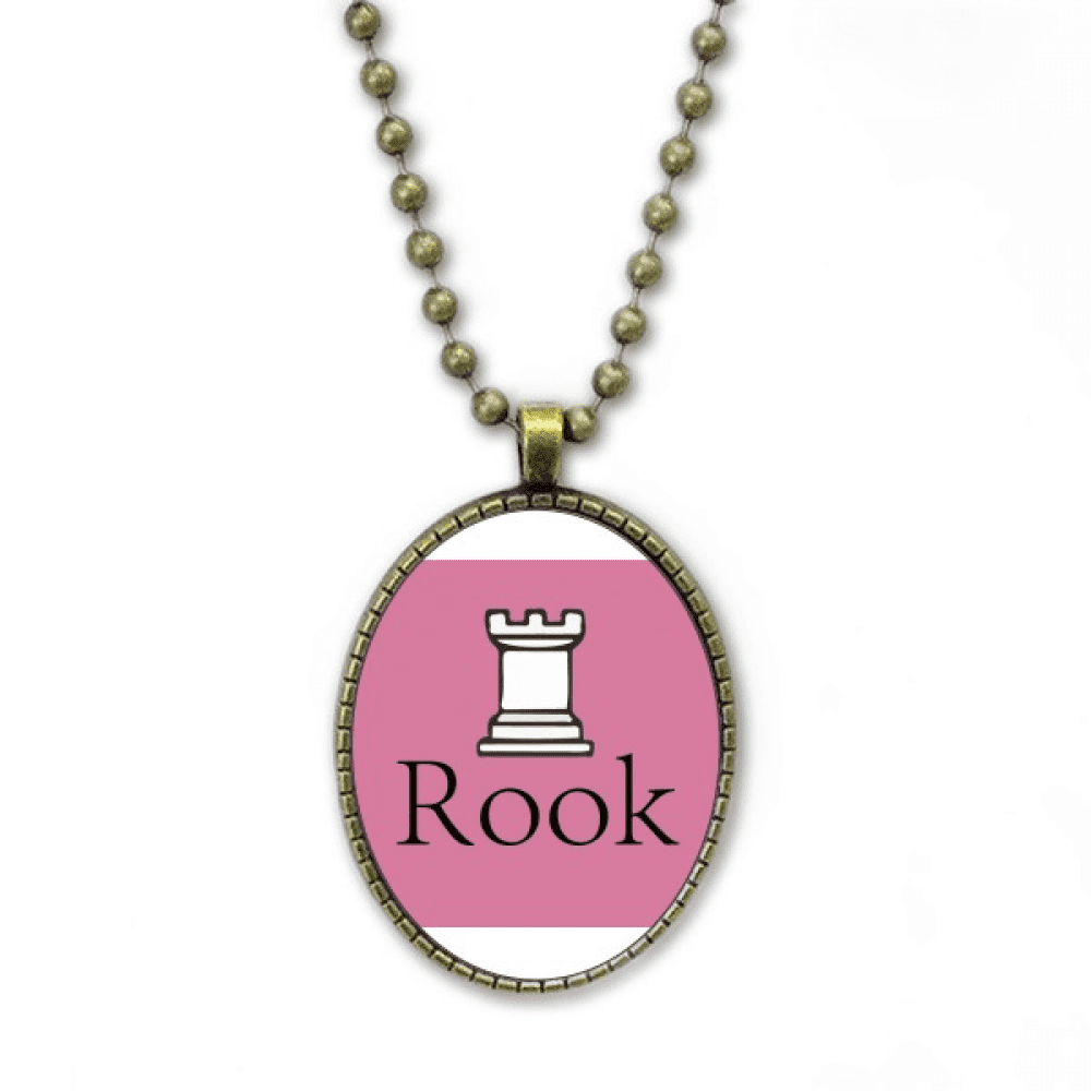 rook white word chess game necklace vintage chain bead pendant jewelry ...