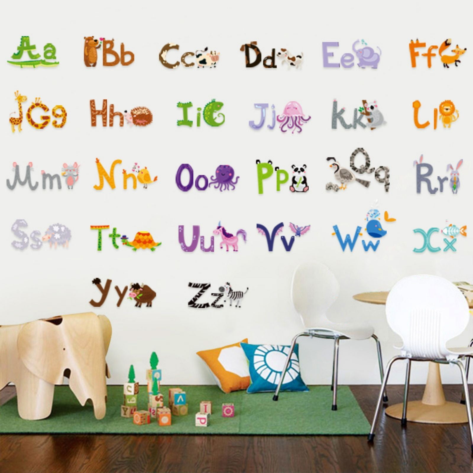 room decor Alphabet & Animals Kids Wall Stickers Wall Decals Peel And ...