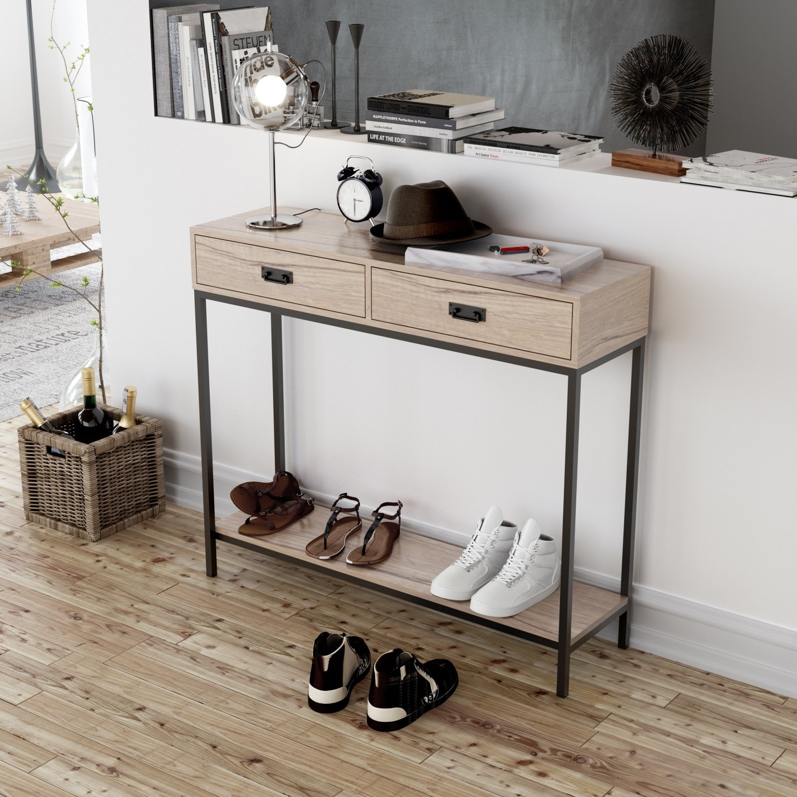 roomfitters 2 Drawer Entryway Console Table for Hallway Foyer - Walmart.com