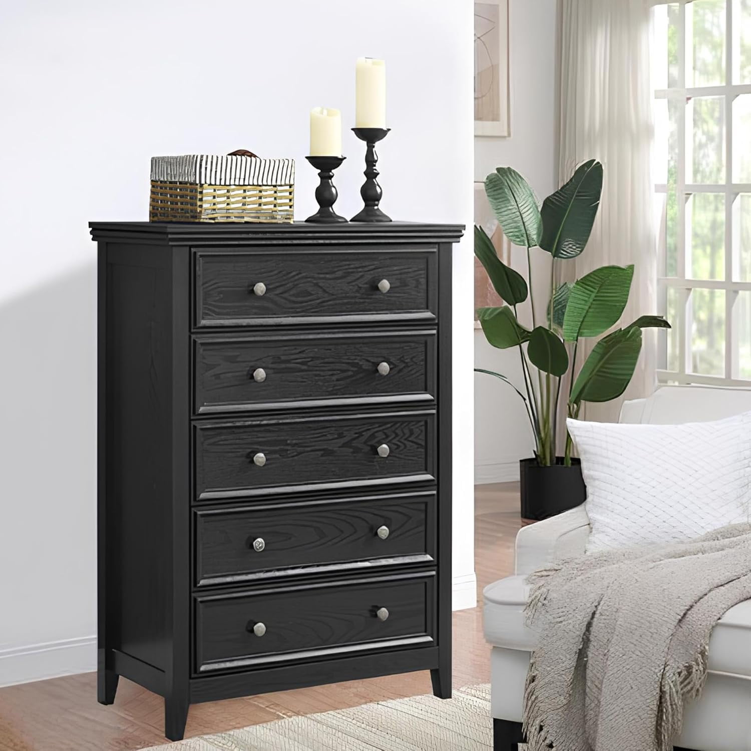 roomfitters Modern 5 Drawers Dresser 5 Drawers Cabinet,Chest of Drawers ...